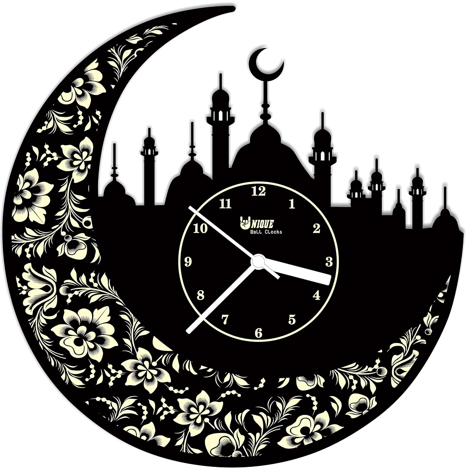 Buy UNIQUE WALL CLOCKS Acrylic Islamic Mosque Wall Clock (Black) Online ...