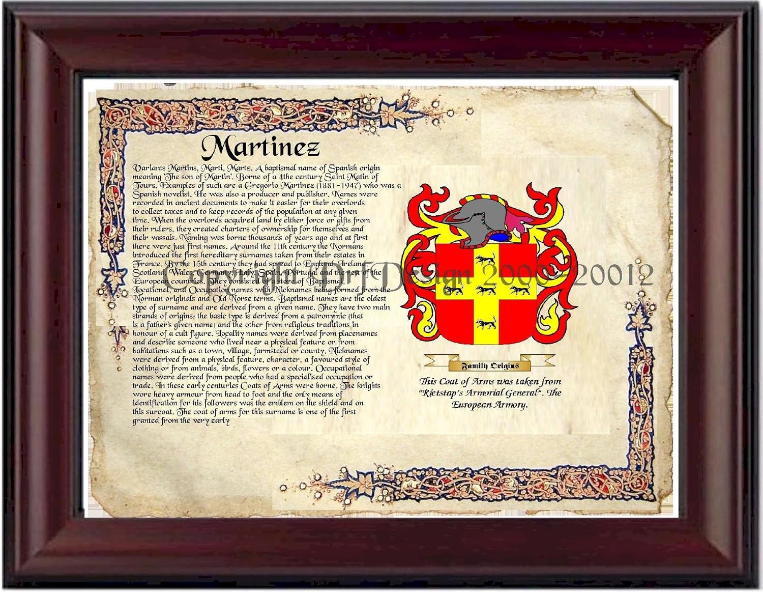 Amazon.com: Martinez Coat of Arms/ Family Crest on Fine Paper and ...