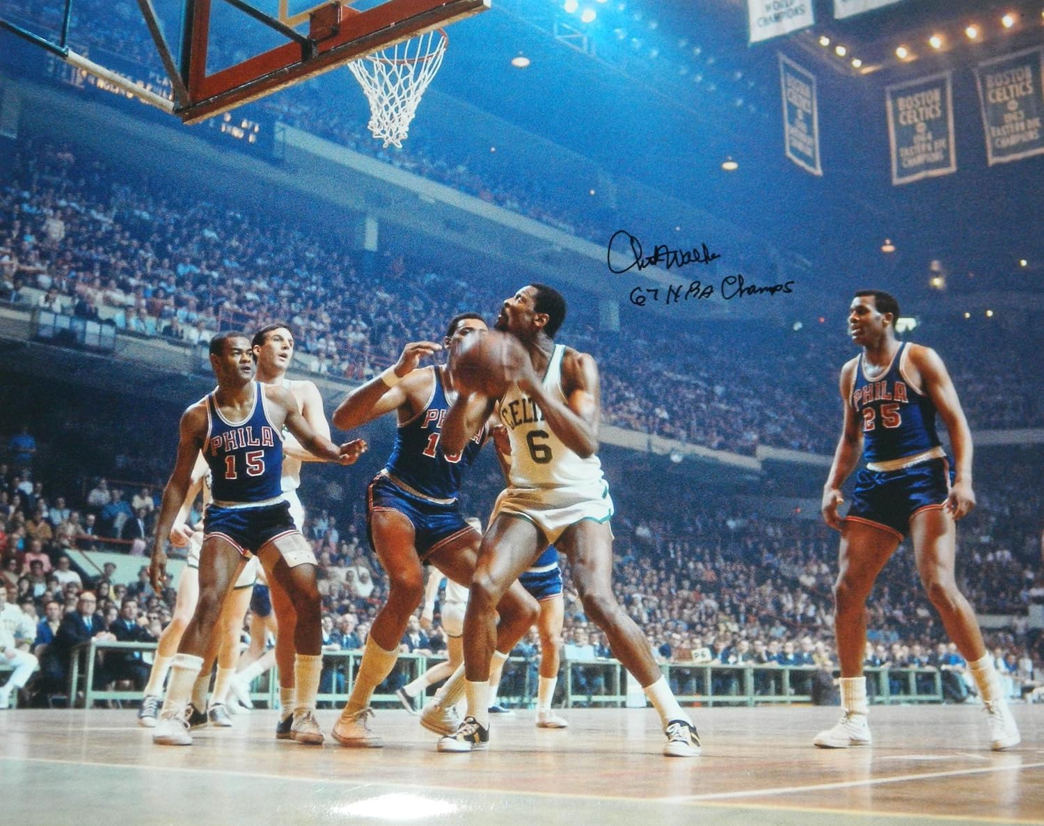 Chet Walker Autographed Photograph - 76ers 16x20 Wilt '67 Champs ...