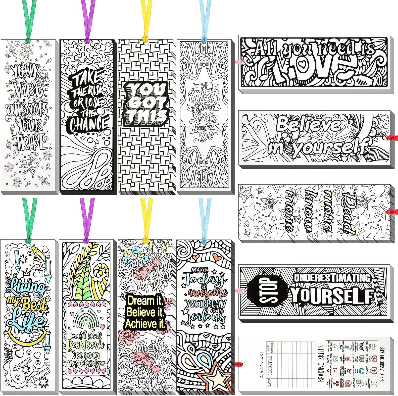 Amazon.com: Inspirational Bookmarks for Students, DIY Coloring ...