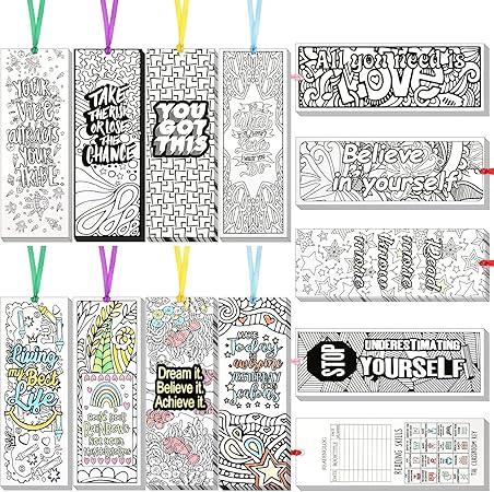 Amazon.com: Inspirational Bookmarks for Students, DIY Coloring ...