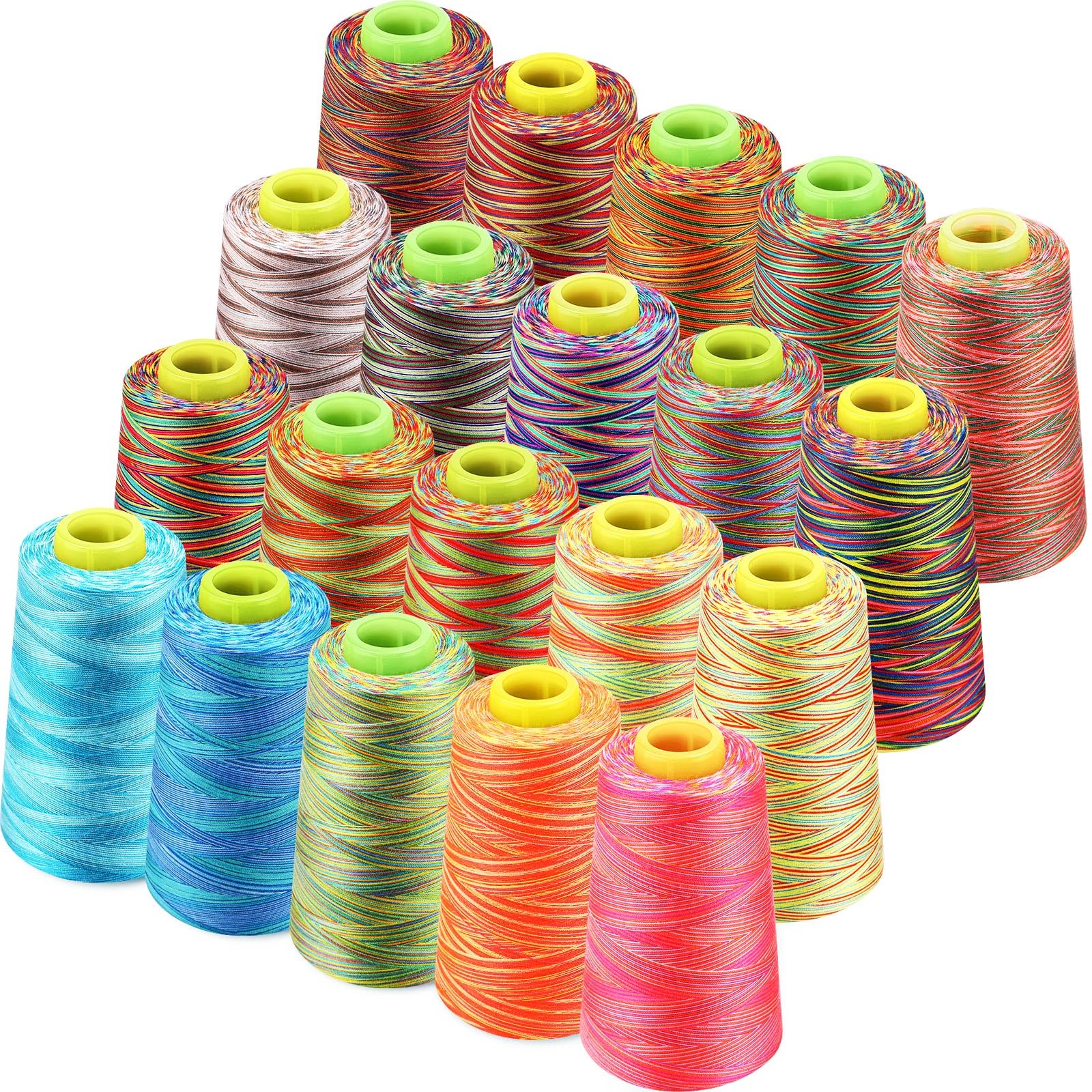 Timgle 20 Colors Polyester Variegated Embroidery Machine Thread 3000 ...