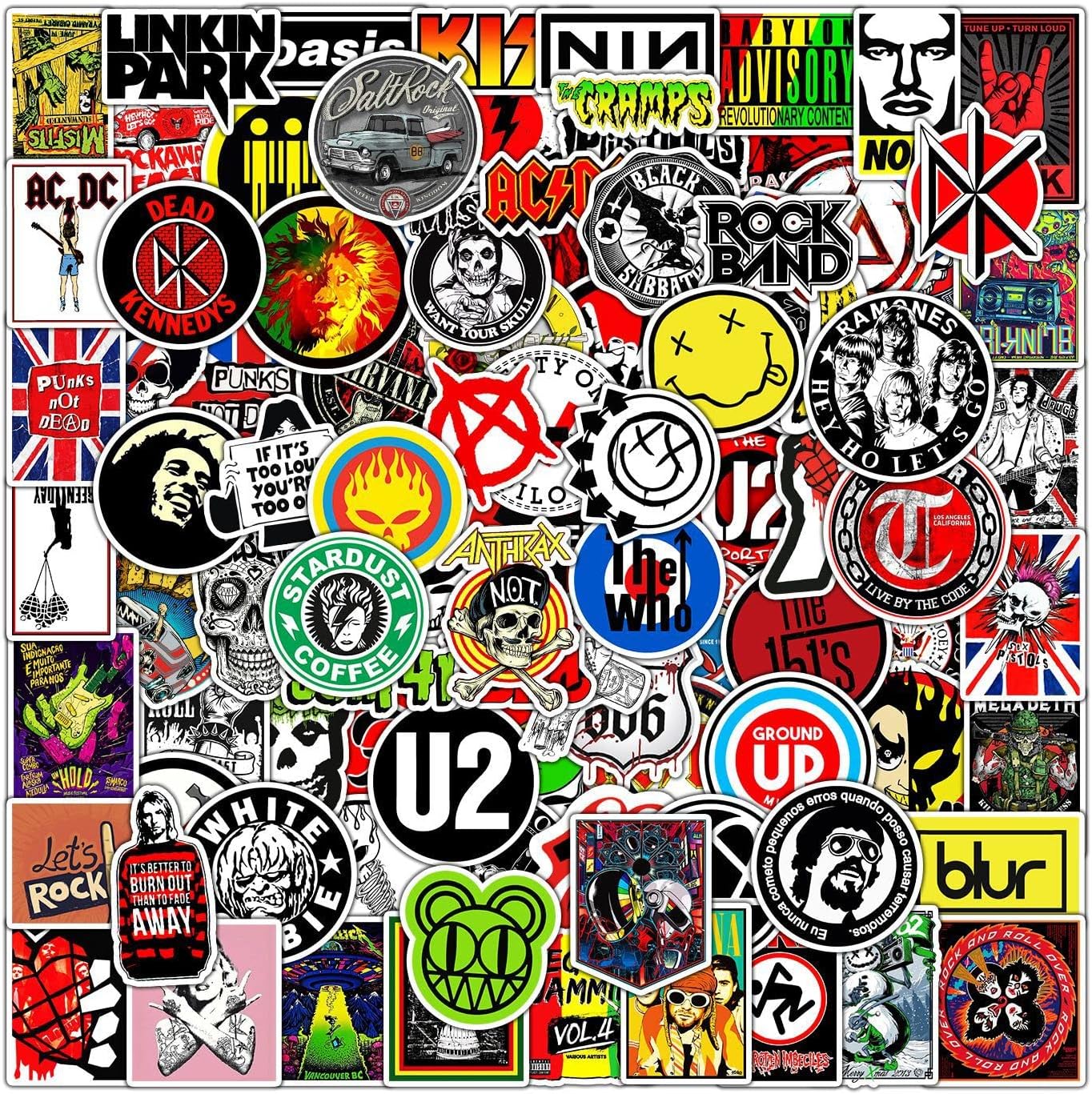 Amazon.com: KC Grunge 50 PCS Retro Rockstar Stickers Vinyl Memorial ...