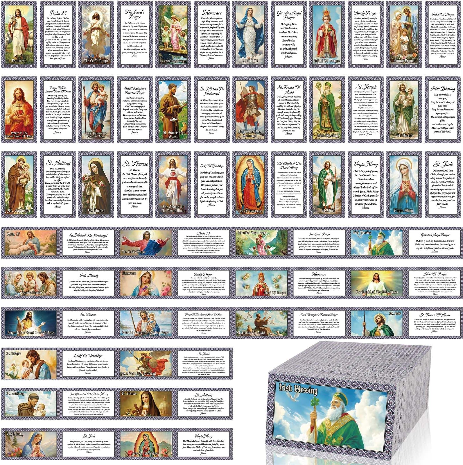 Amazon.com: Motiskyy 180 Pcs Catholic Mass Prayer Cards Assorted Holy Cards with Catholic Saints ...