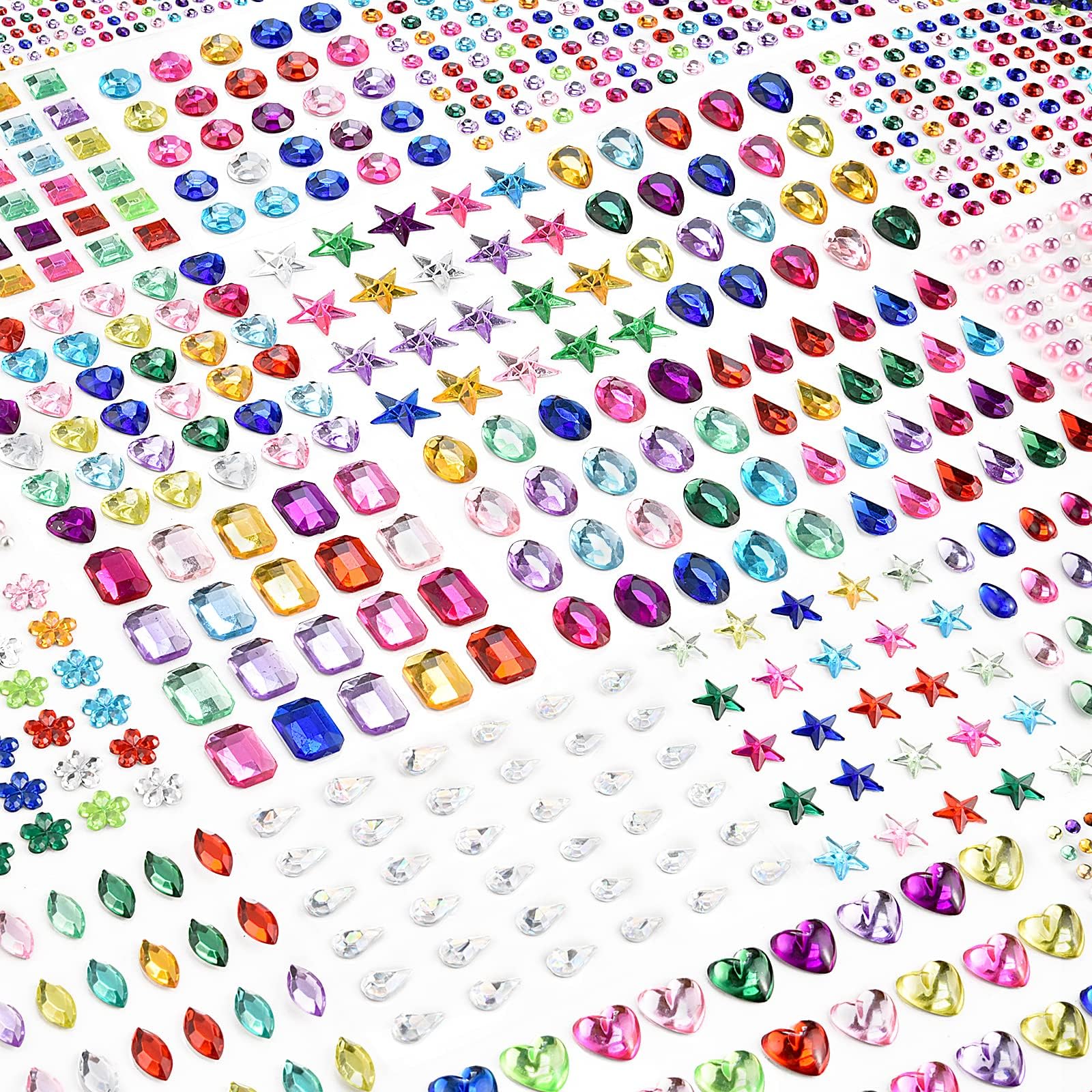 Amazon.com: 6Pcs Heart Rhinestone Stickers Self-Adhesive, Bling Glitter ...