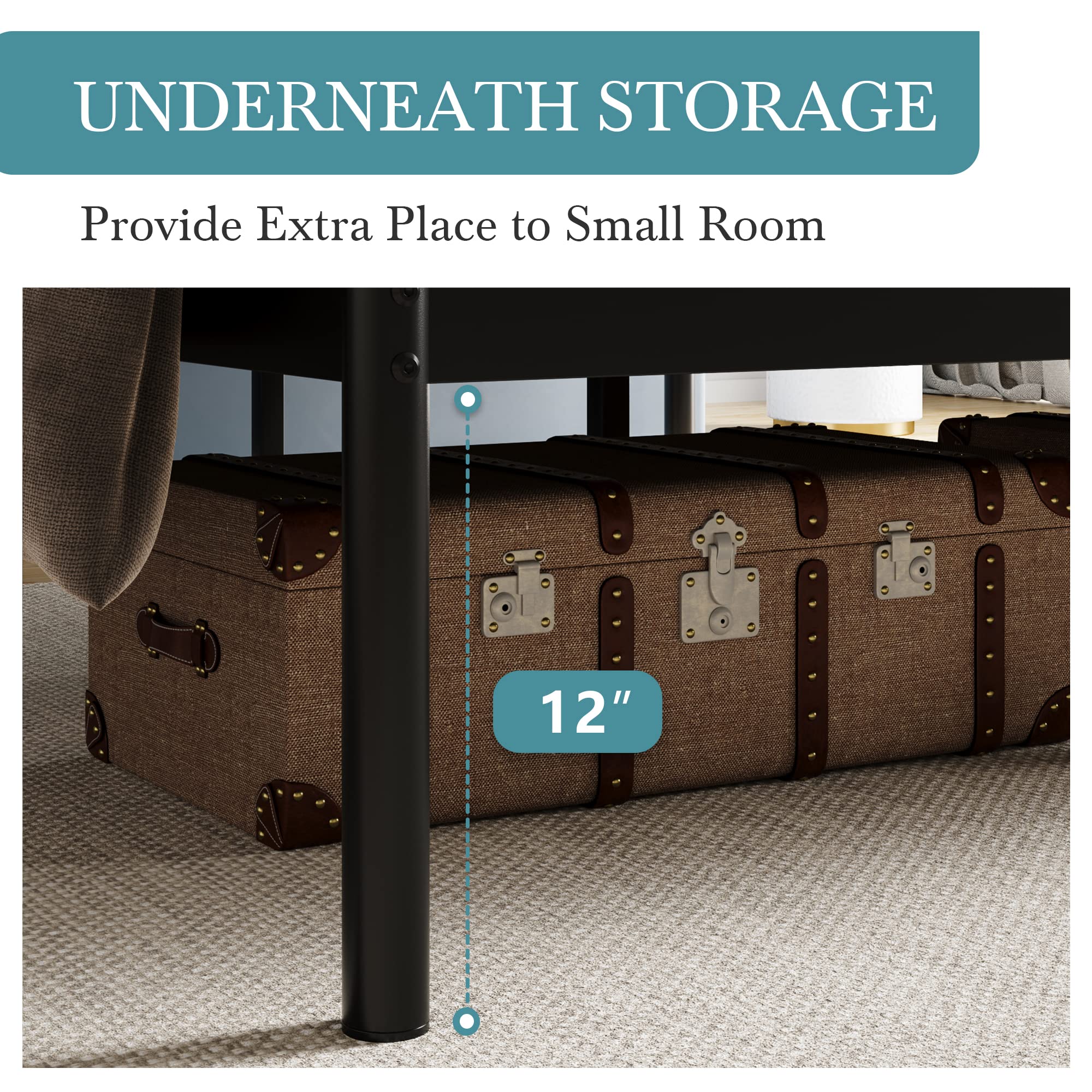 Snapklik.com : HOOMIC Queen Size Metal Platform Bed Frame