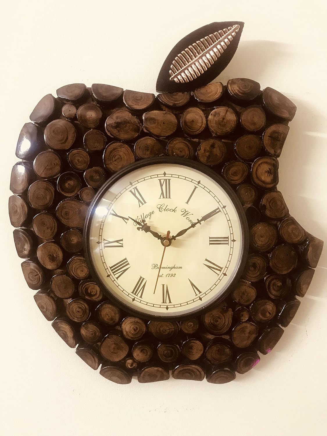 Buy Kesha Spree® Apple Shaped Wall Clock Wooden Wall Clock for Home ...
