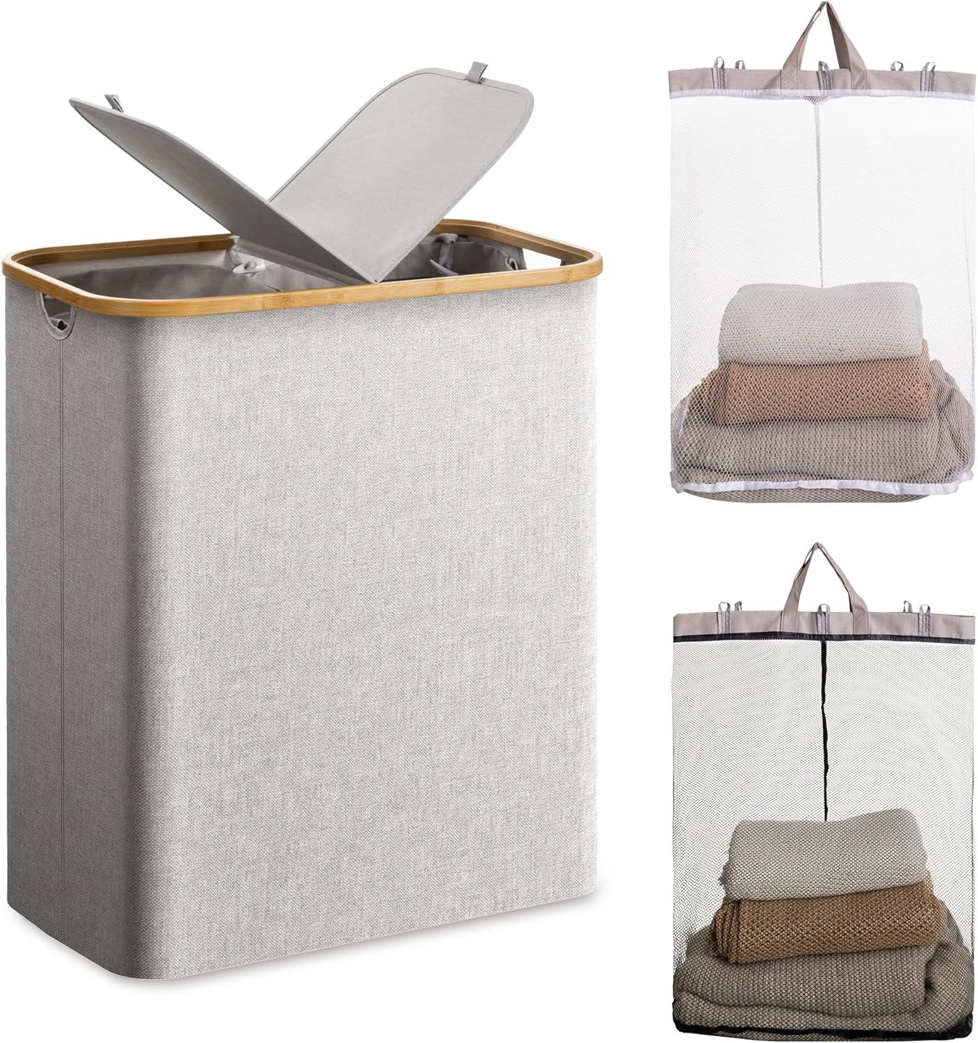 Amazon.com: Famyards Double Laundry Hamper with Lid,145L Large Laundry ...