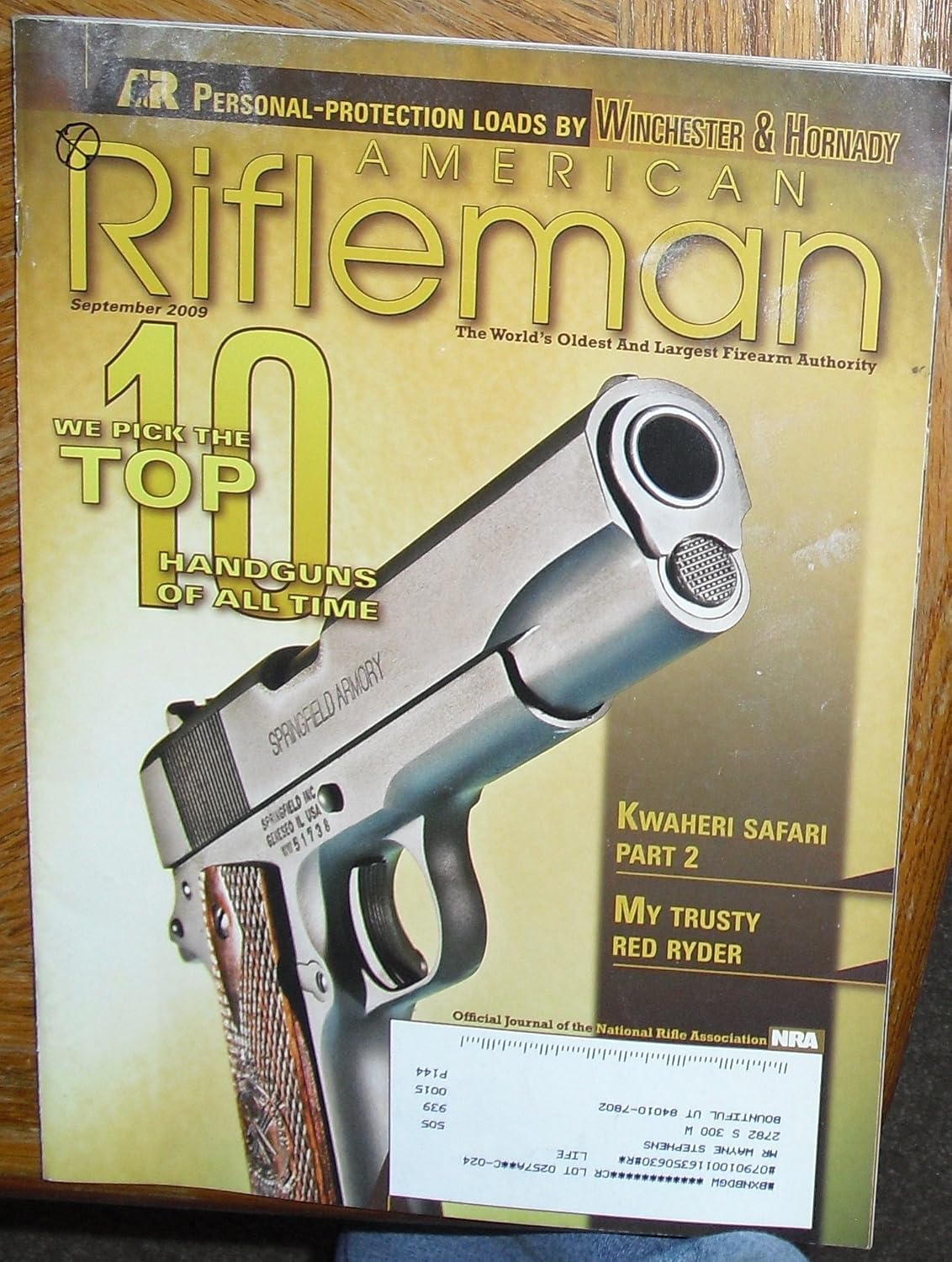 American Rifleman Magazine, September 2009: Amazon.com: Books