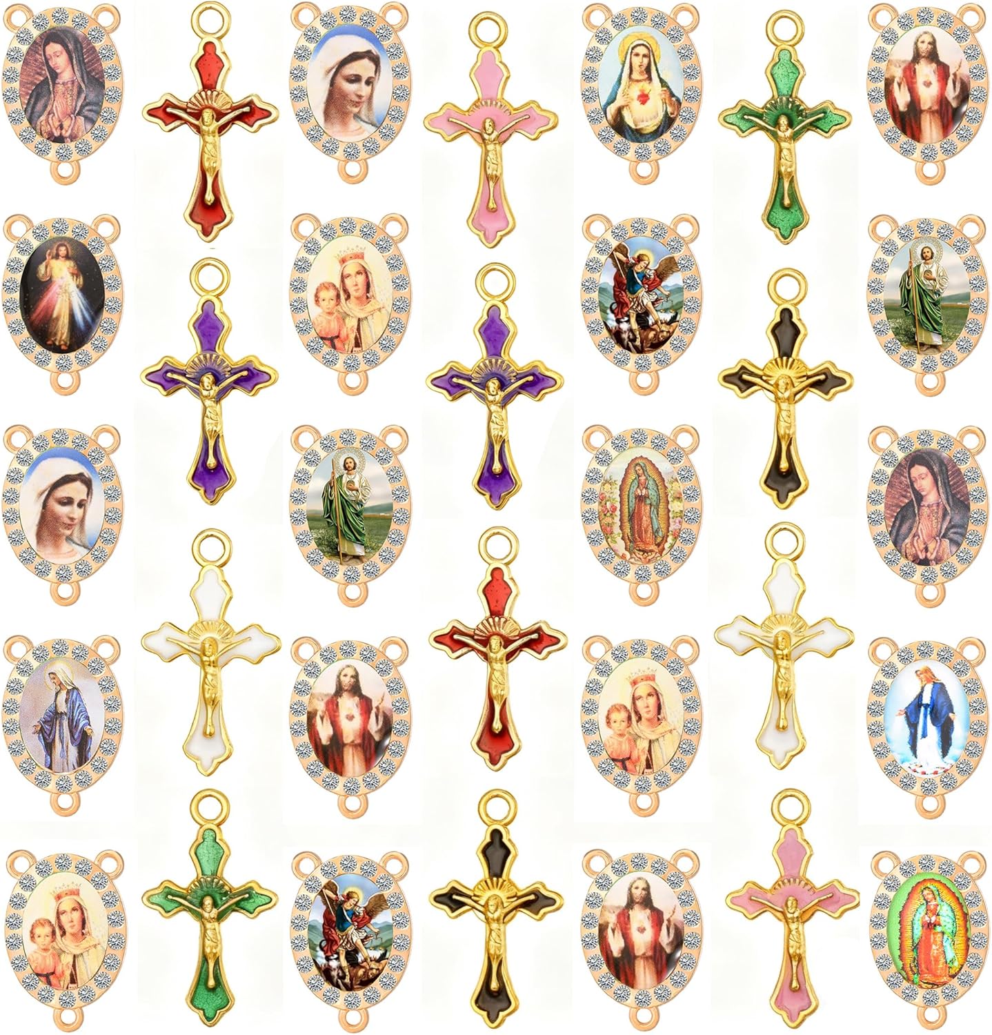 Amazon.com: Jiali Q 40 Piece Set Rhinestone Religious Rosary Making ...