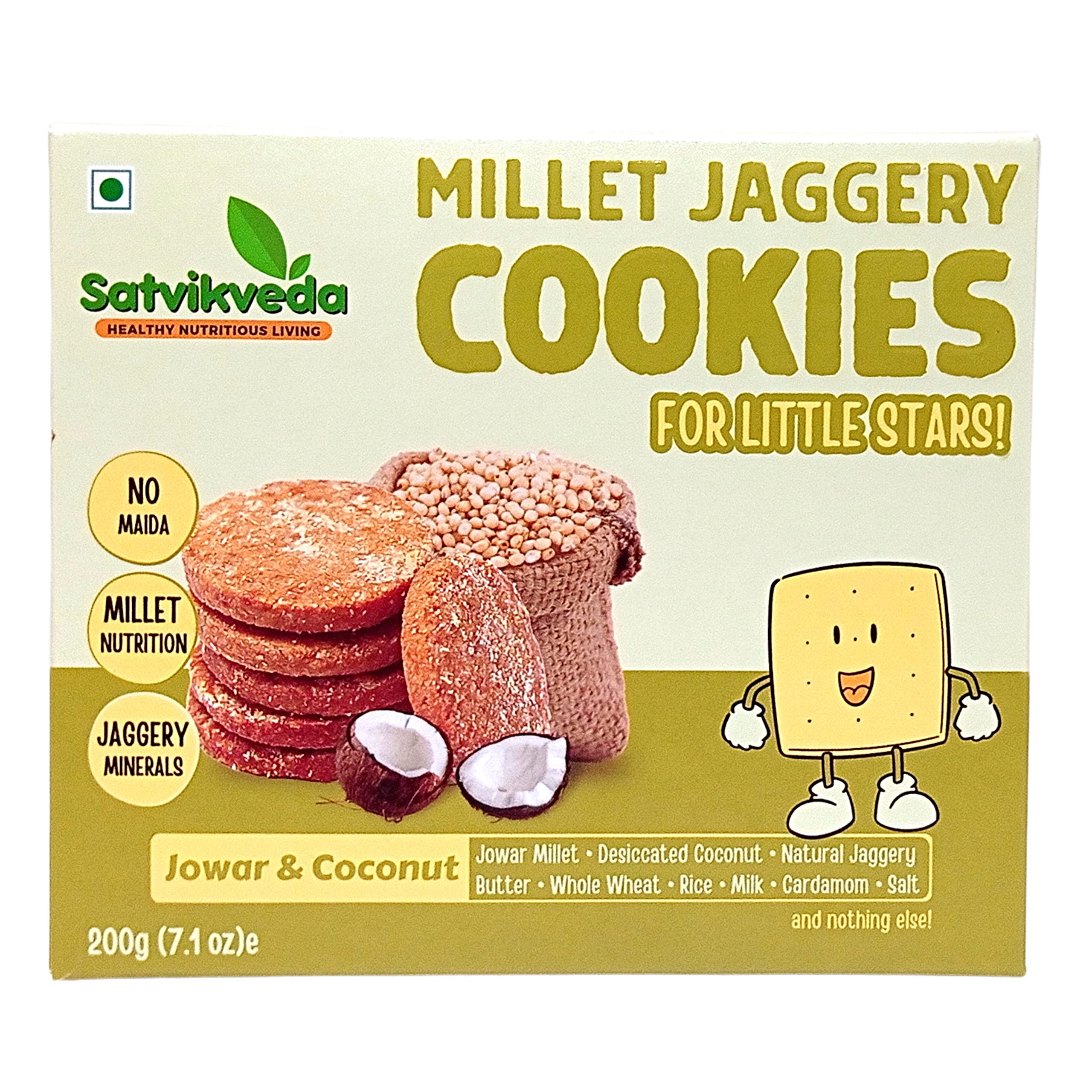 Buy Satvikveda Jowar Millet Coconut Cookies 200g | Millets Jaggery ...