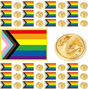 Amazon.com: metal rectangular Progress Pride Pin Rainbow Gay Flag LGBTQ ...