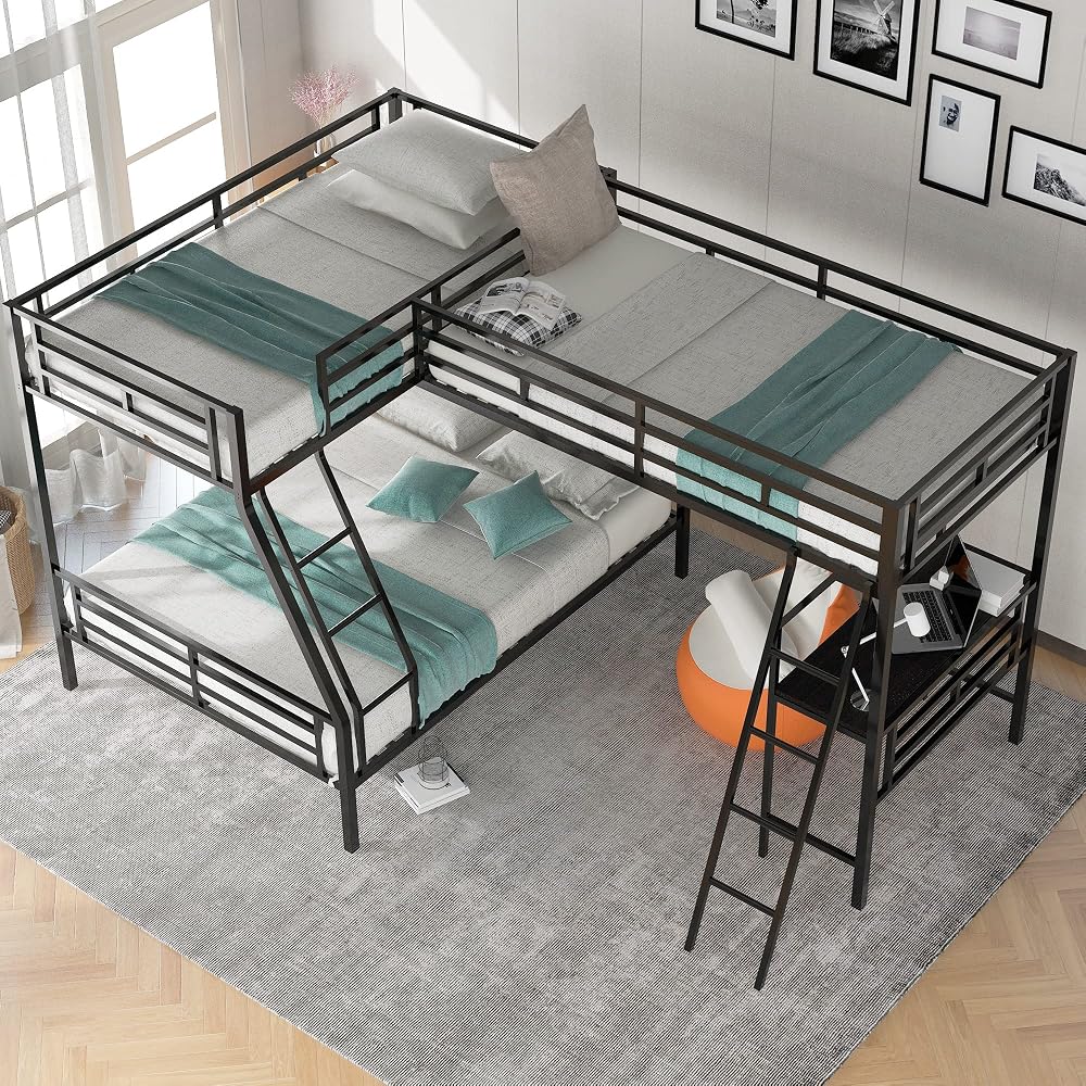 Triple Bunk Beds, L-Shaped Twin over Full Bunk Bed Philippines | Ubuy