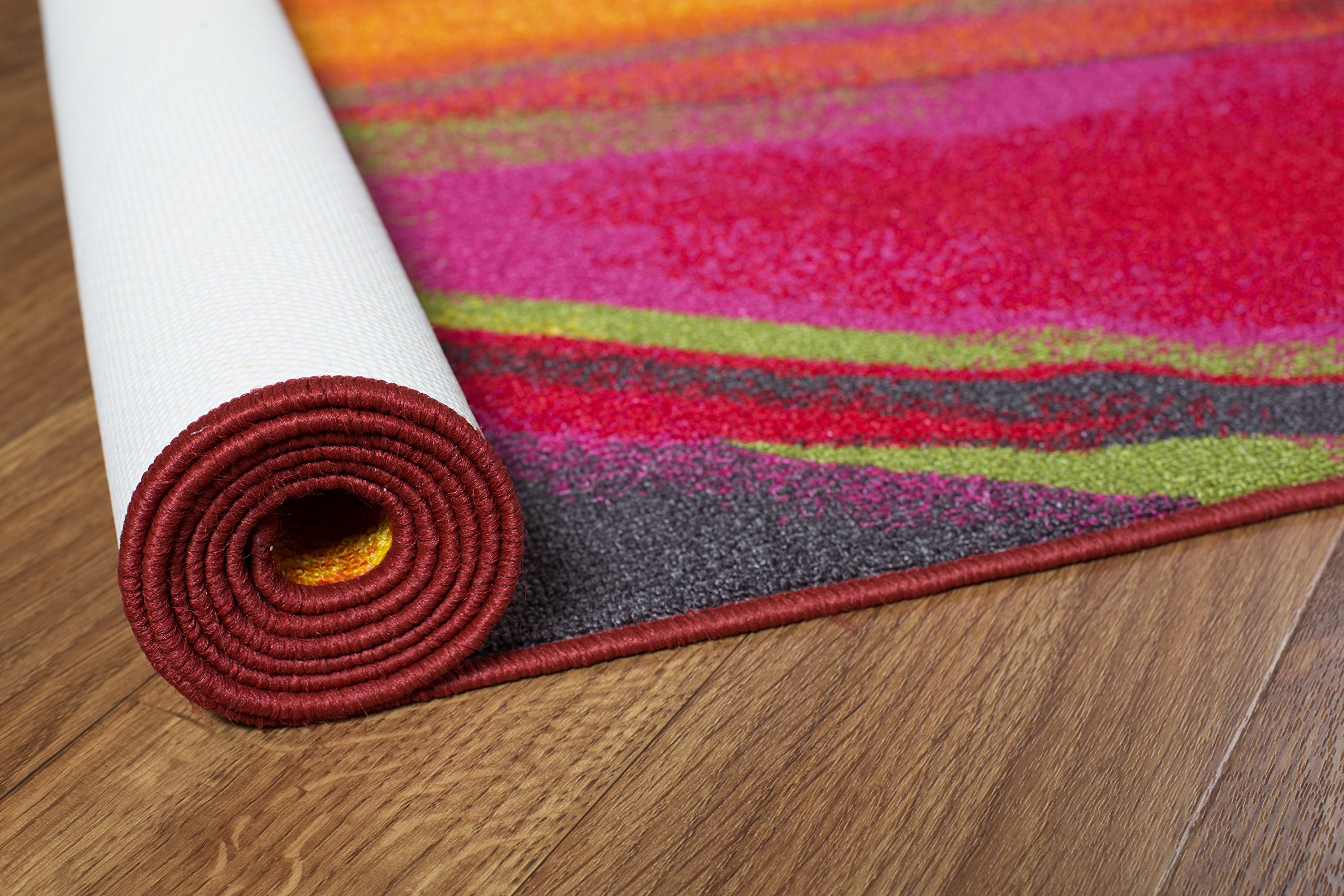 Rugshop Modern Contemporary Waves Non-Slip (Non-Skid) Runner Rug 2' x ...