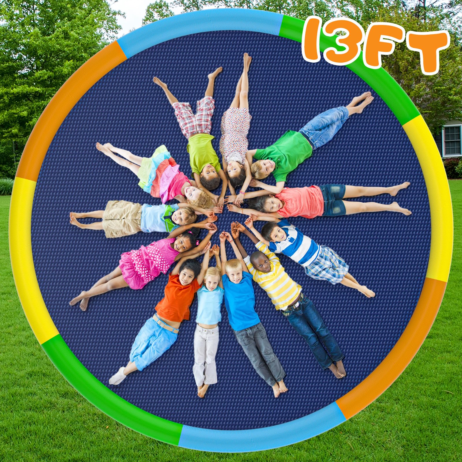 Toffos 13FT Large Splash Pad for Toddlers and Dogs, Giant Non-Slip ...