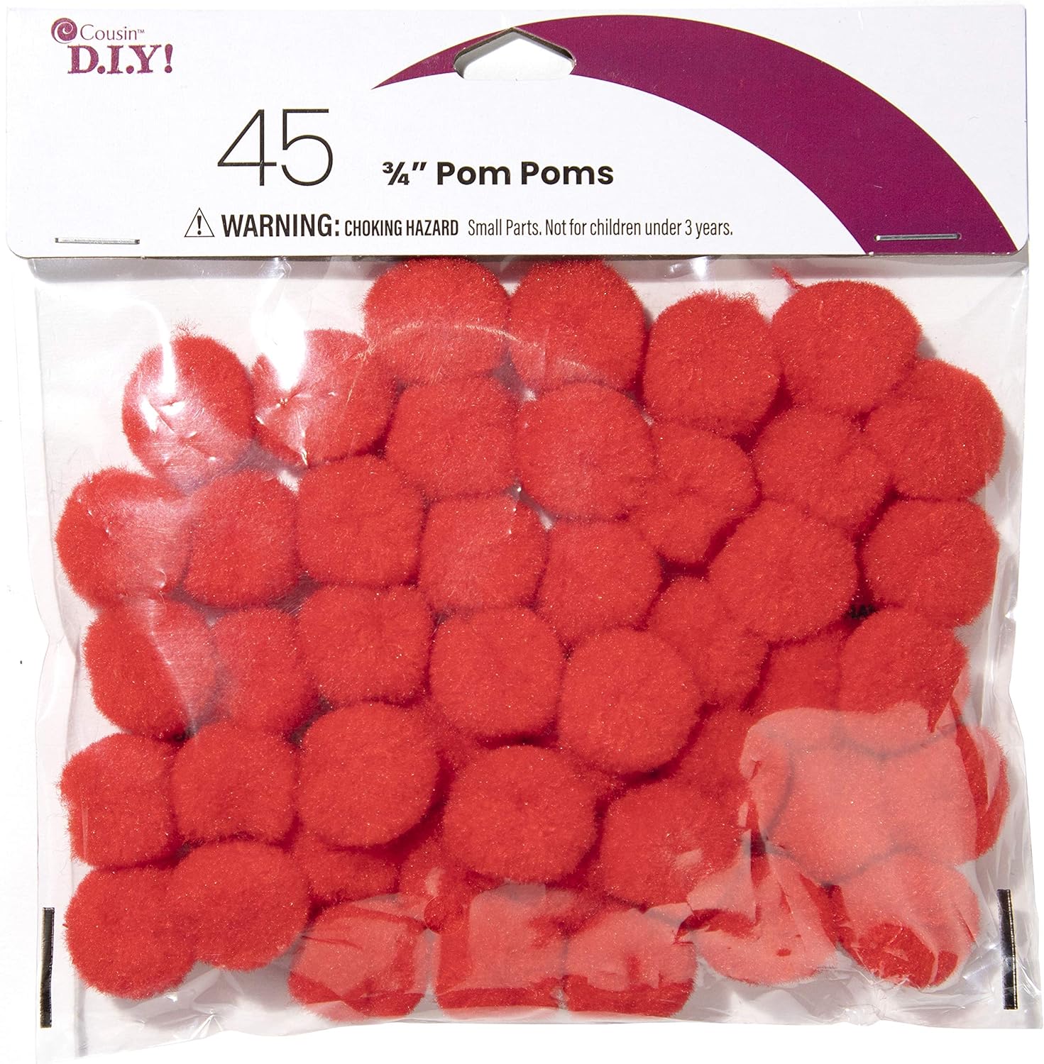 Amazon.com: Cousin DIY Red 3/4 inch Poms, 45 Pack : Arts, Crafts & Sewing