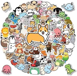 Amazon.com: BananaBarn 103 Pcs Cute Animal Stickers for Kids - Vinyl ...