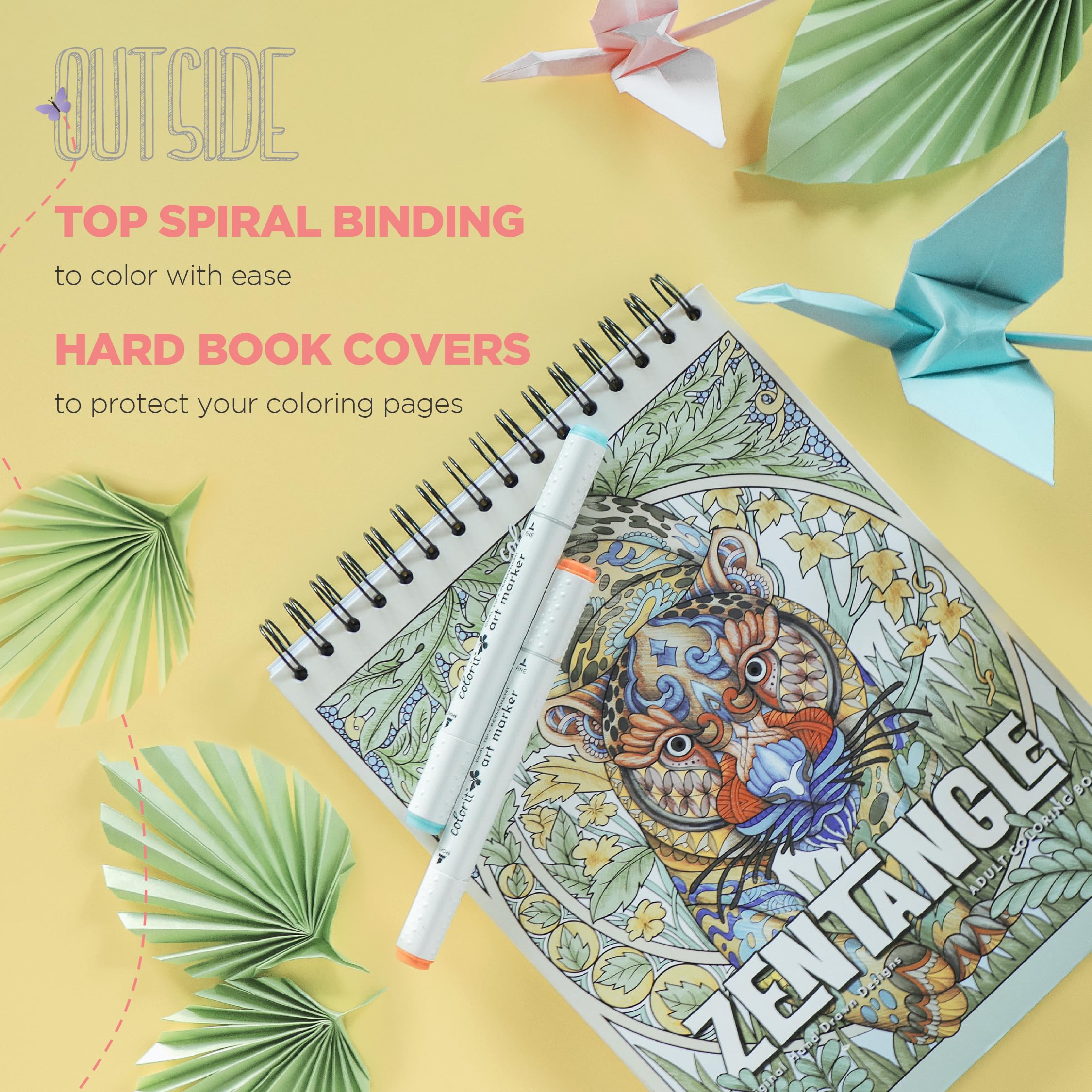 Snapklik.com : ColorIt Zentangle Spiral Bound Adult Coloring Book - 50 ...