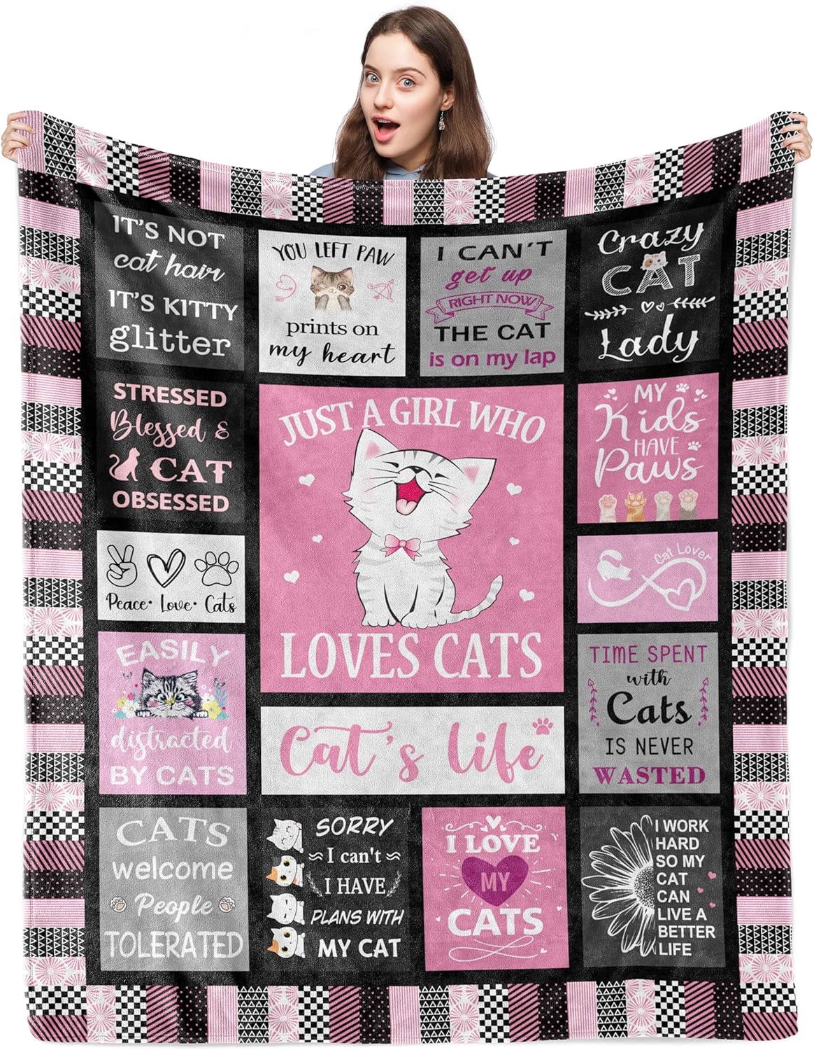 Amazon.com: Pezolen Cat Blanket Gifts 50"x60", Cat Gifts for Women, Cat ...