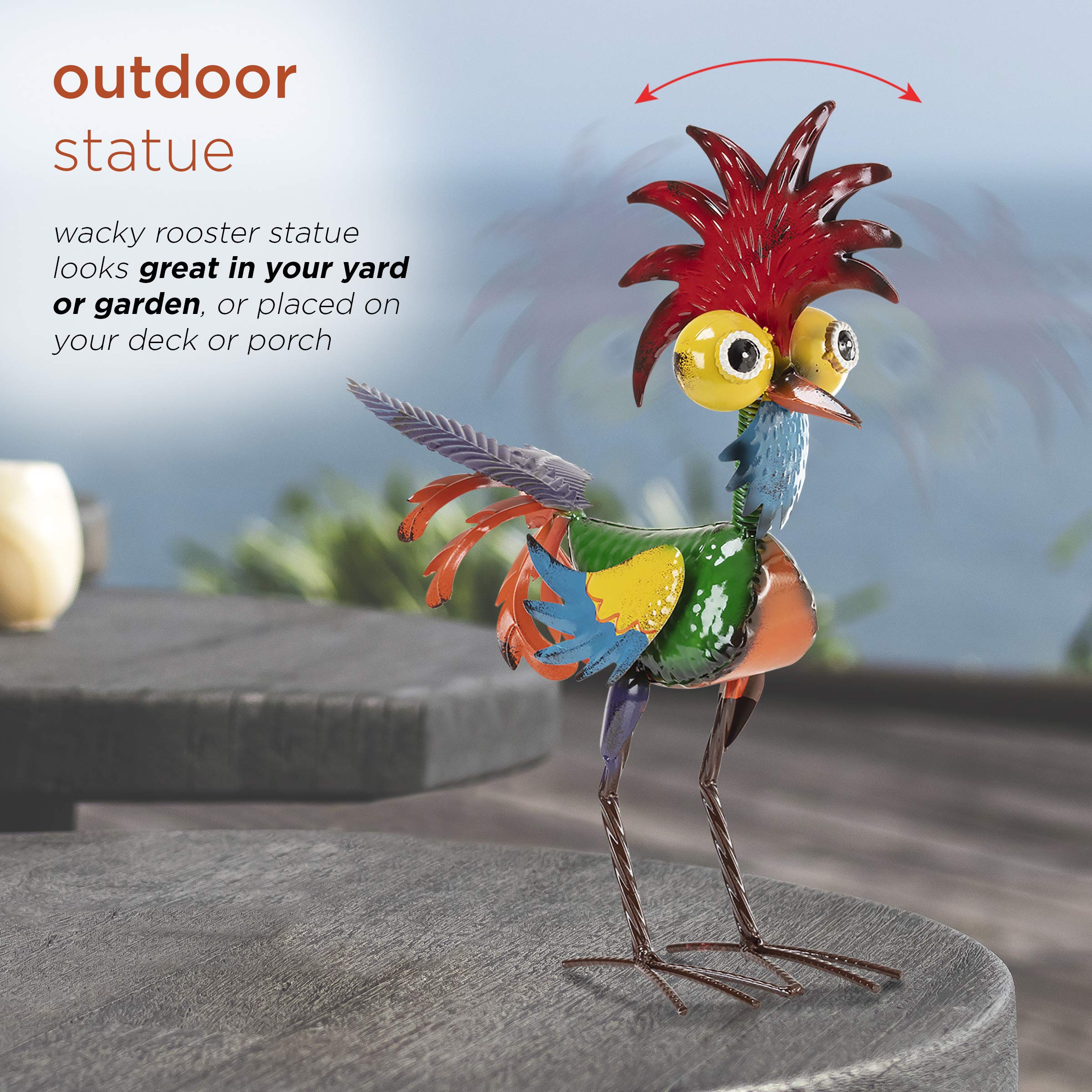 Snapklik.com : 18 Tall Indoor/Outdoor Wacky Metal Rooster Yard Statue ...
