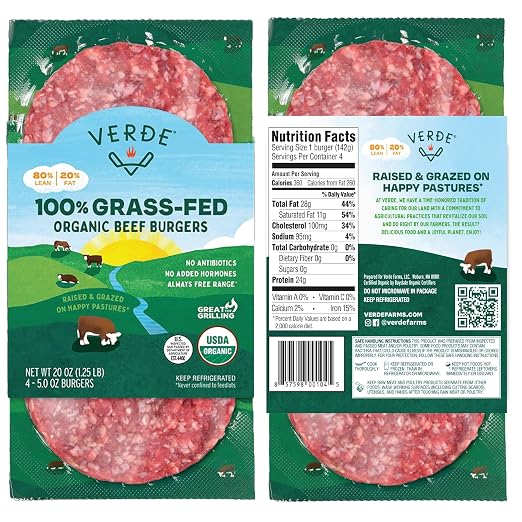 Amazon.com: Verde Farms, Beef Burgers, Organic, Grass-Fed, 1.25 lb ...