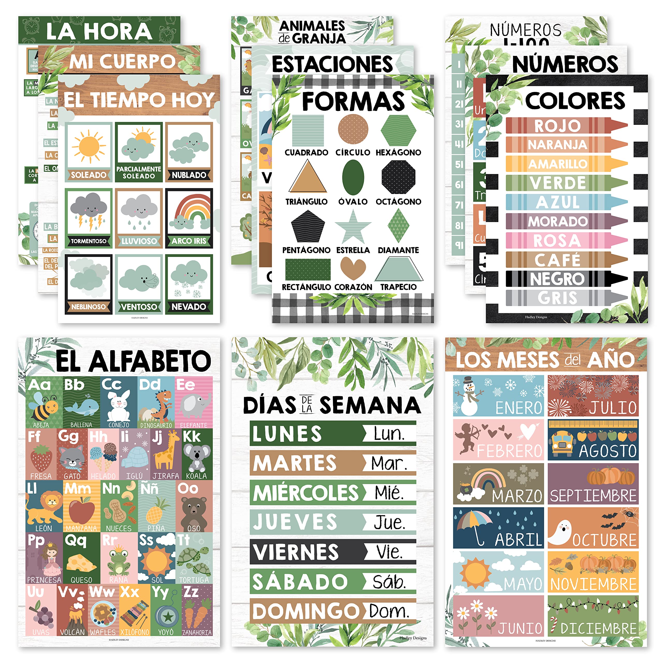 Buy 12 Farmhouse Spanish s For Classroom In Spanish Educational s For ...