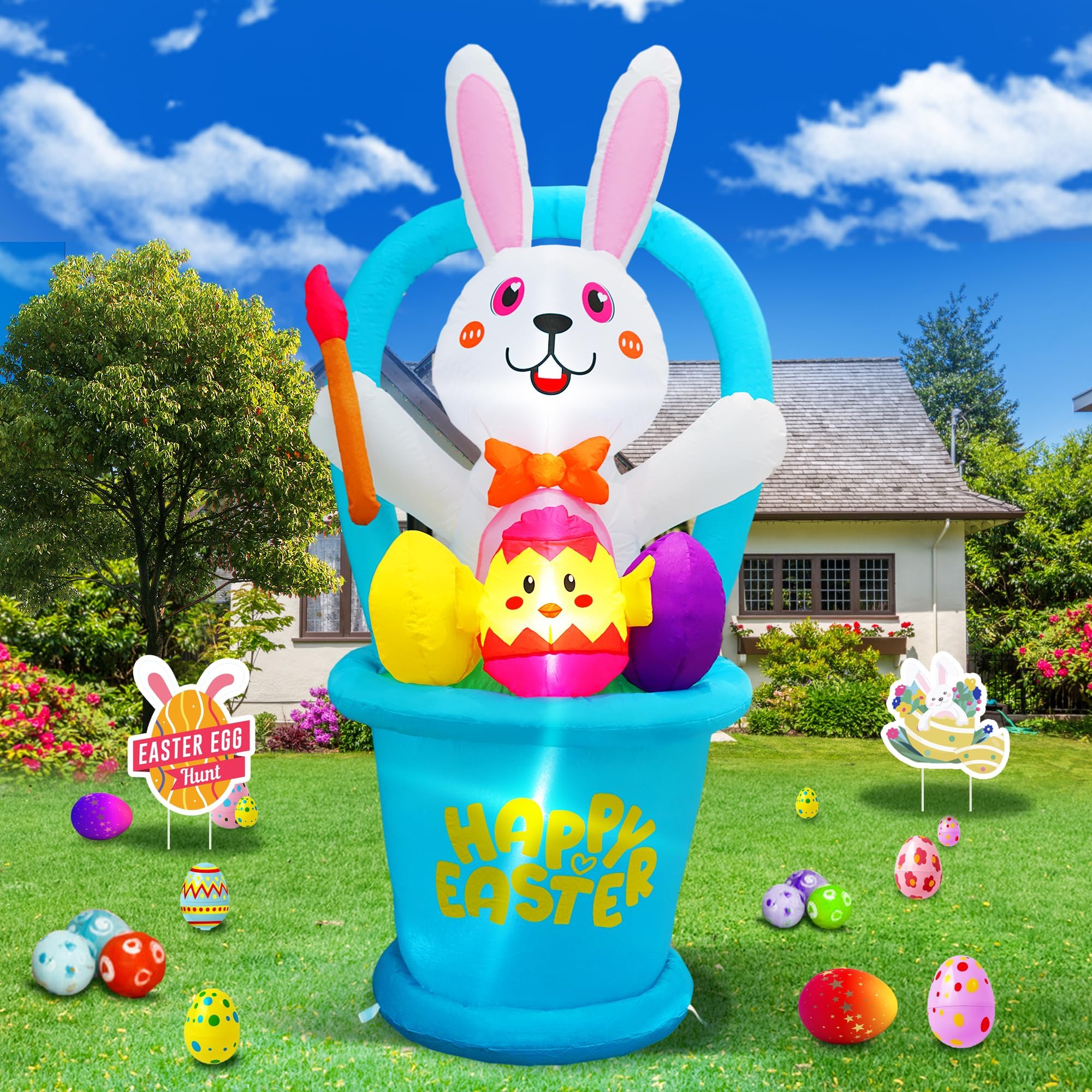 Amazon.com: 11FT Length Easter Inflatable Train Bunny on Carrot ...