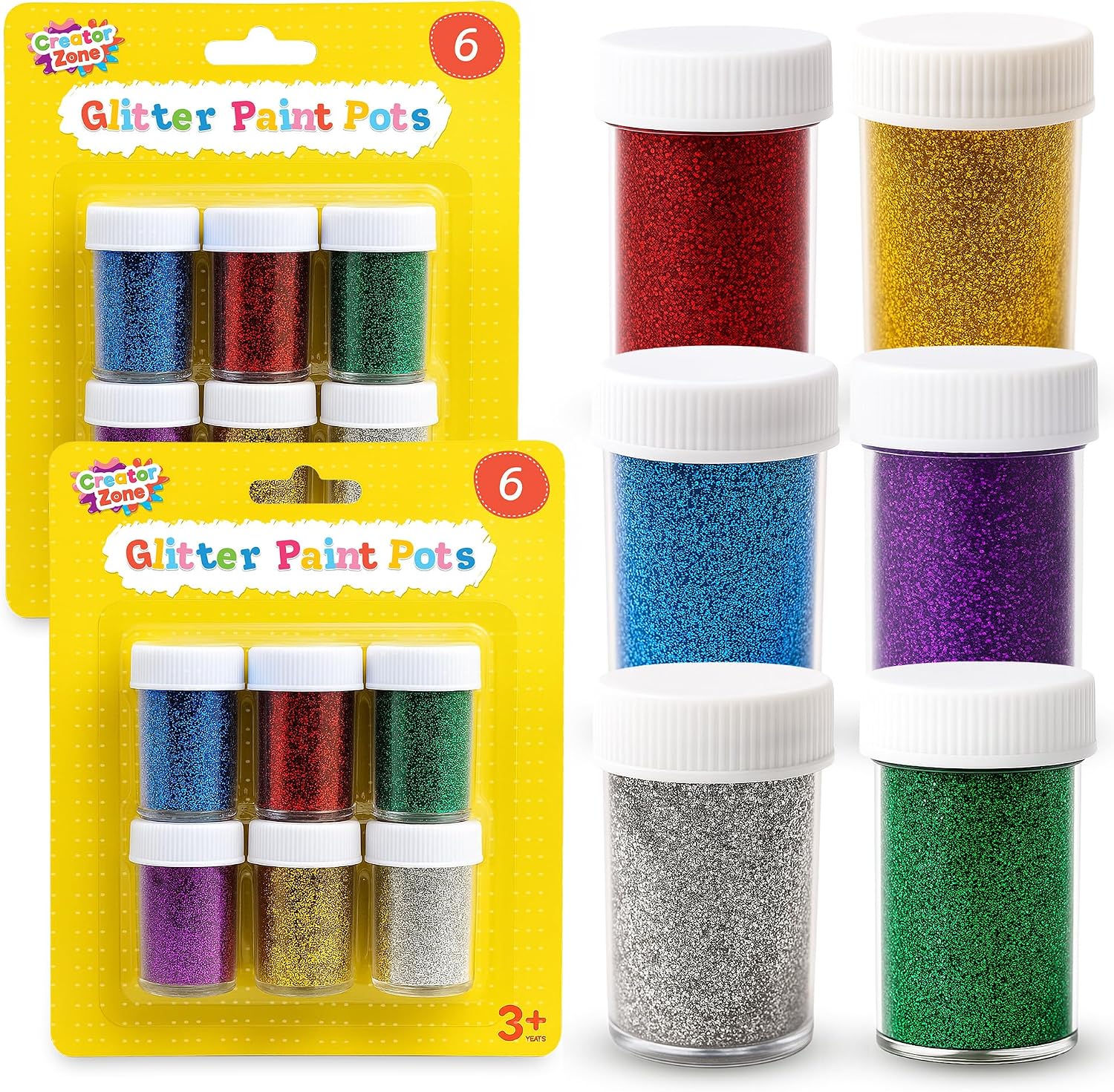 Creator Zone 12pk Glitter Paint Pots - Fine Glitter for Crafts, Arts ...
