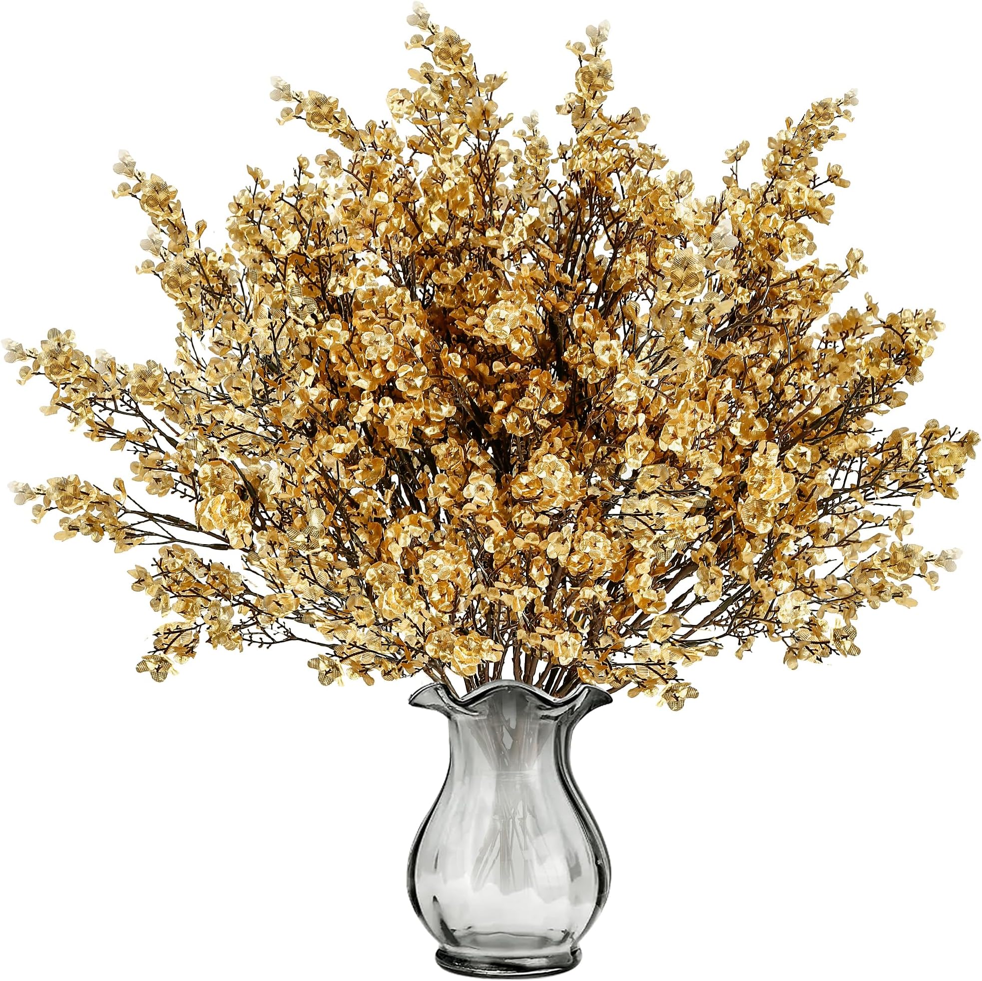 Amazon.com: TGANNYOCR 120 Pcs Gold Eucalyptus Stems Artificial Flowers ...