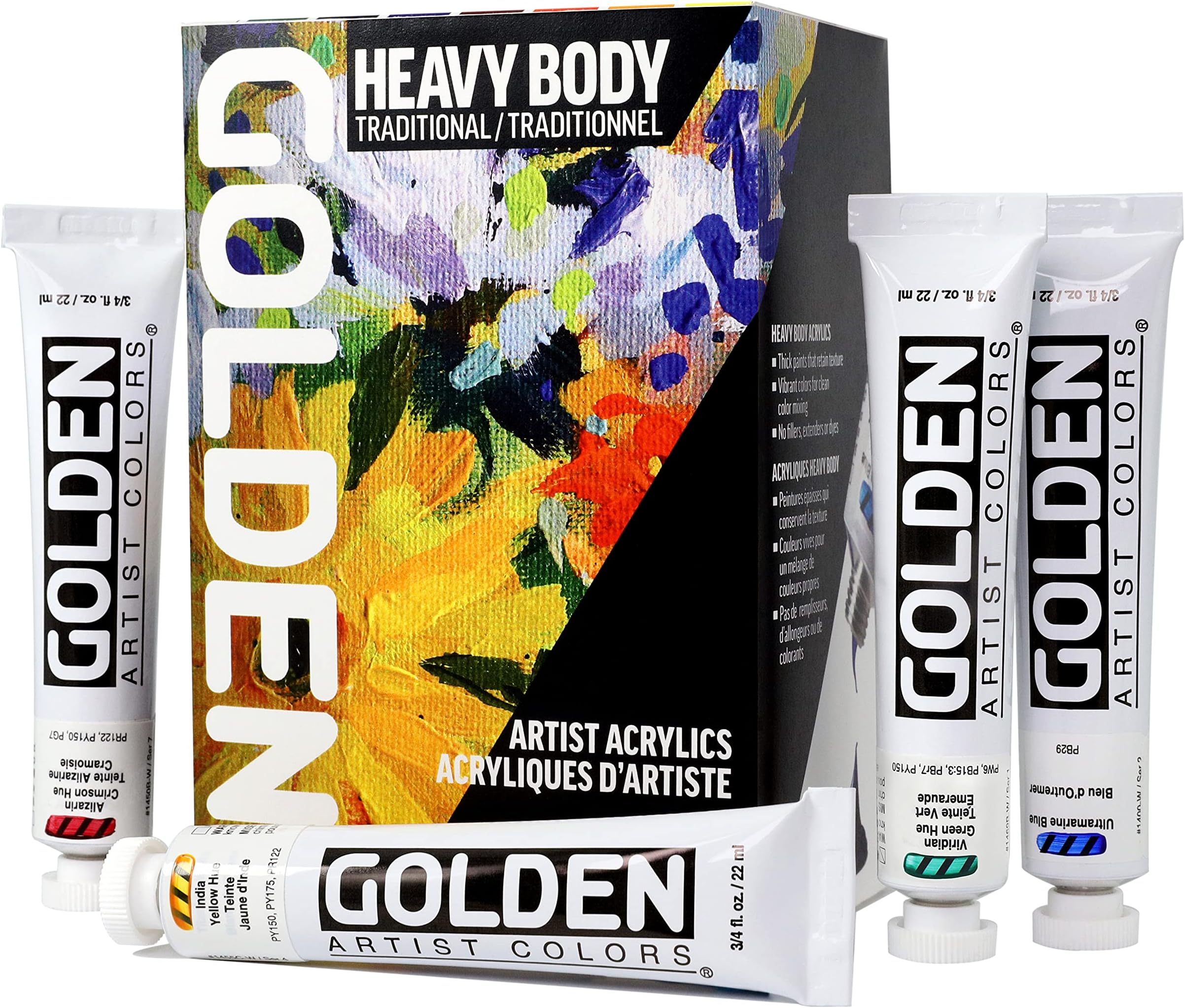 Amazon.com: Heavy Body Acrylics by GOLDEN, Traditional Set, 8 Color ...