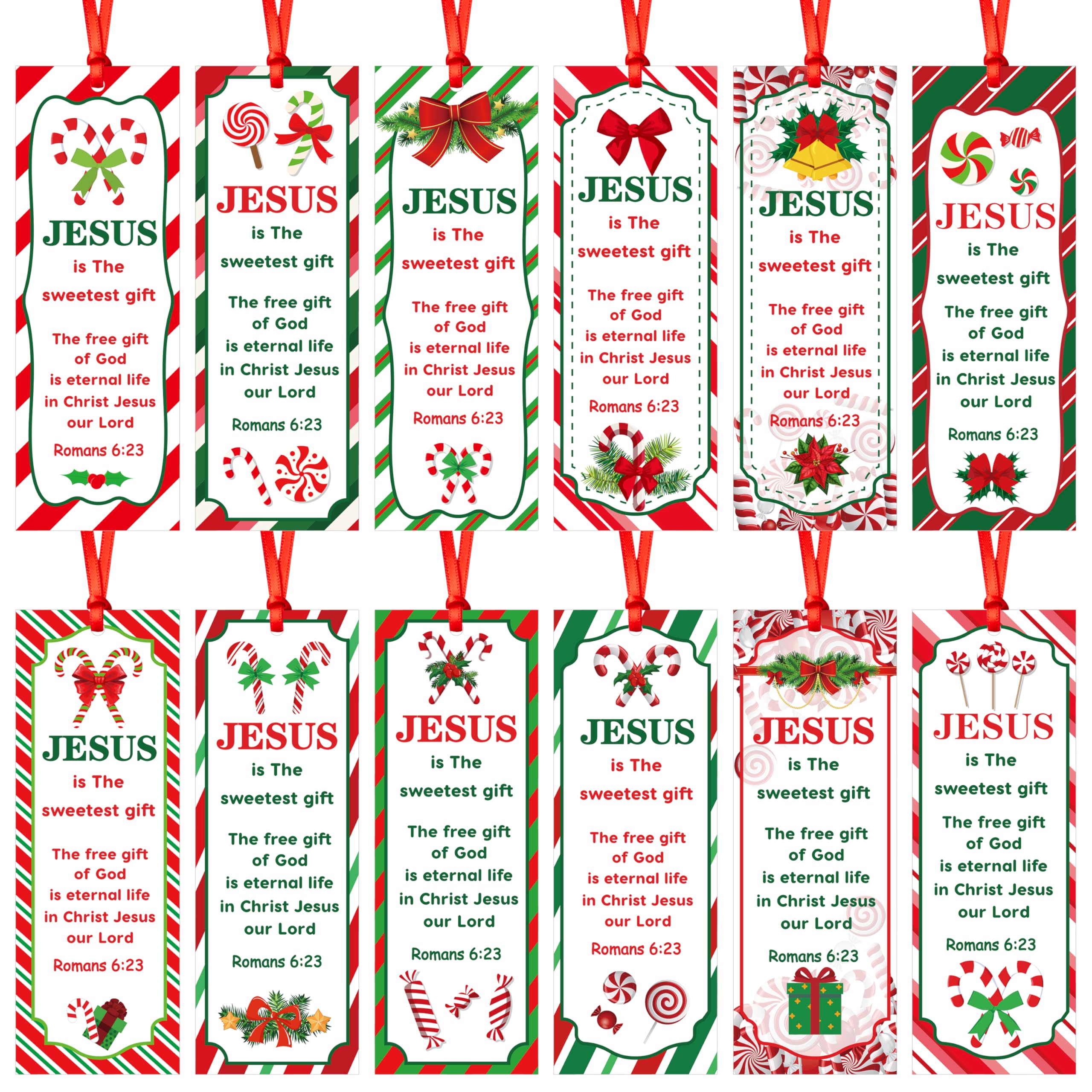 Amazon.com: Haooryx 120pcs Christmas Theme Bookmarks, Christmas Candy ...