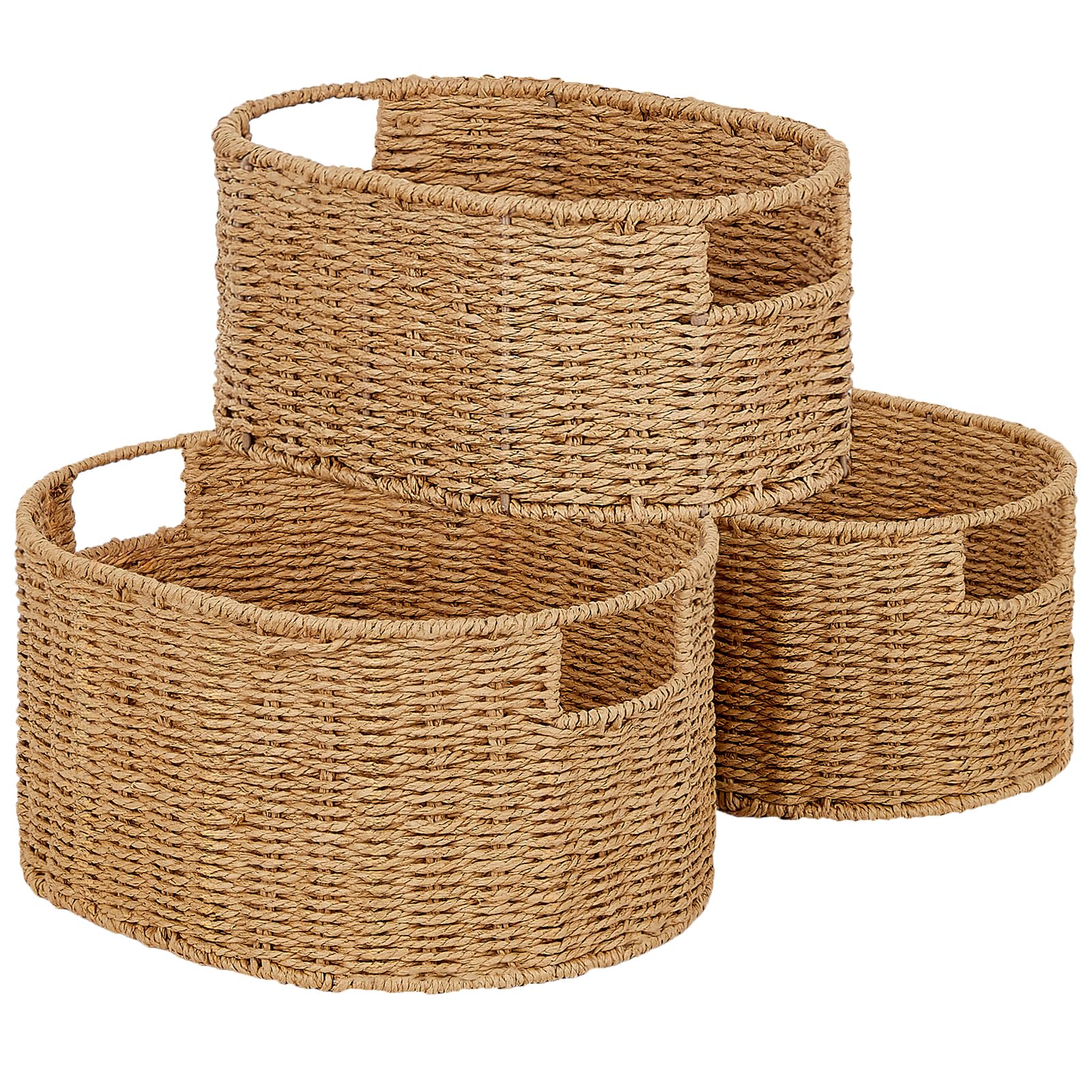 Snapklik.com : Wicker Storage Basket, Set Of 3 Hand-woven Storage ...
