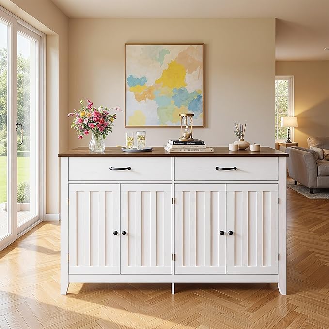 Amazon.com: Gizoon 55" Buffet Cabinet with Storage, Kitchen Sideboard ...