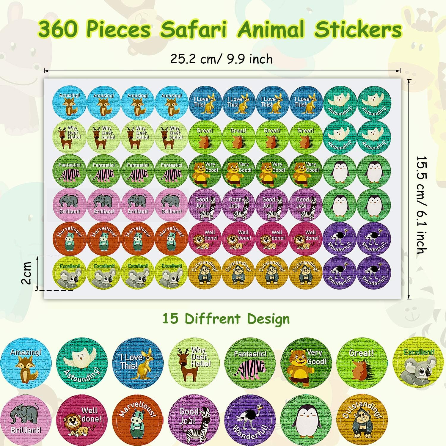 Outus 12 Pieces Animal Reward Chart with Stickers Includes 6 Pieces ...