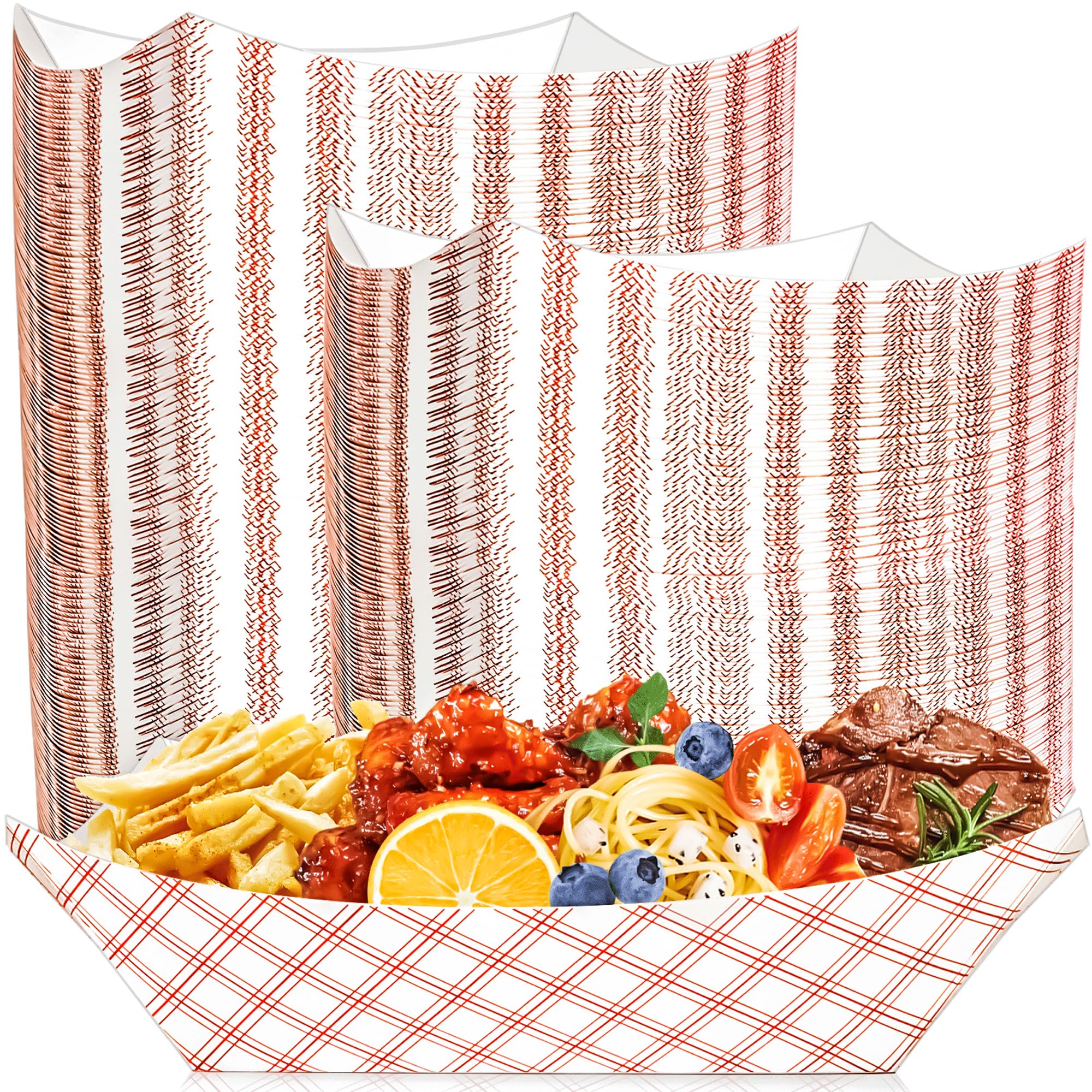 Amazon.com: MotBach 100 Pack 3Lb Checkered Paper Food Boat Trays ...