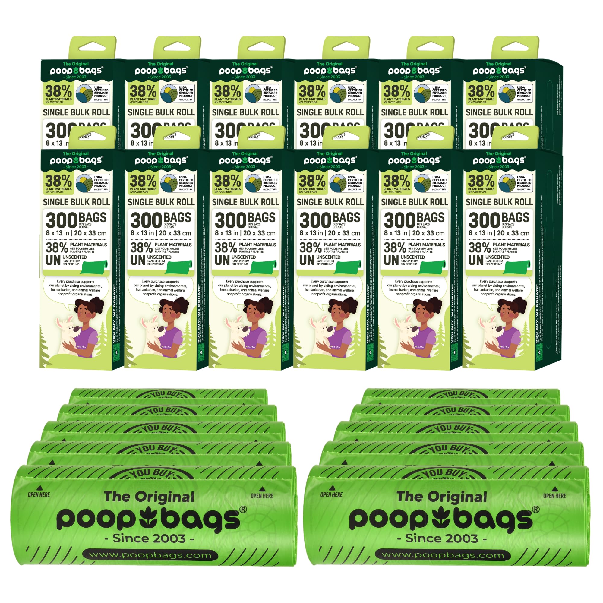 Amazon.com : The Original Poop Bags® USDA Certified 38% Plant Based ...