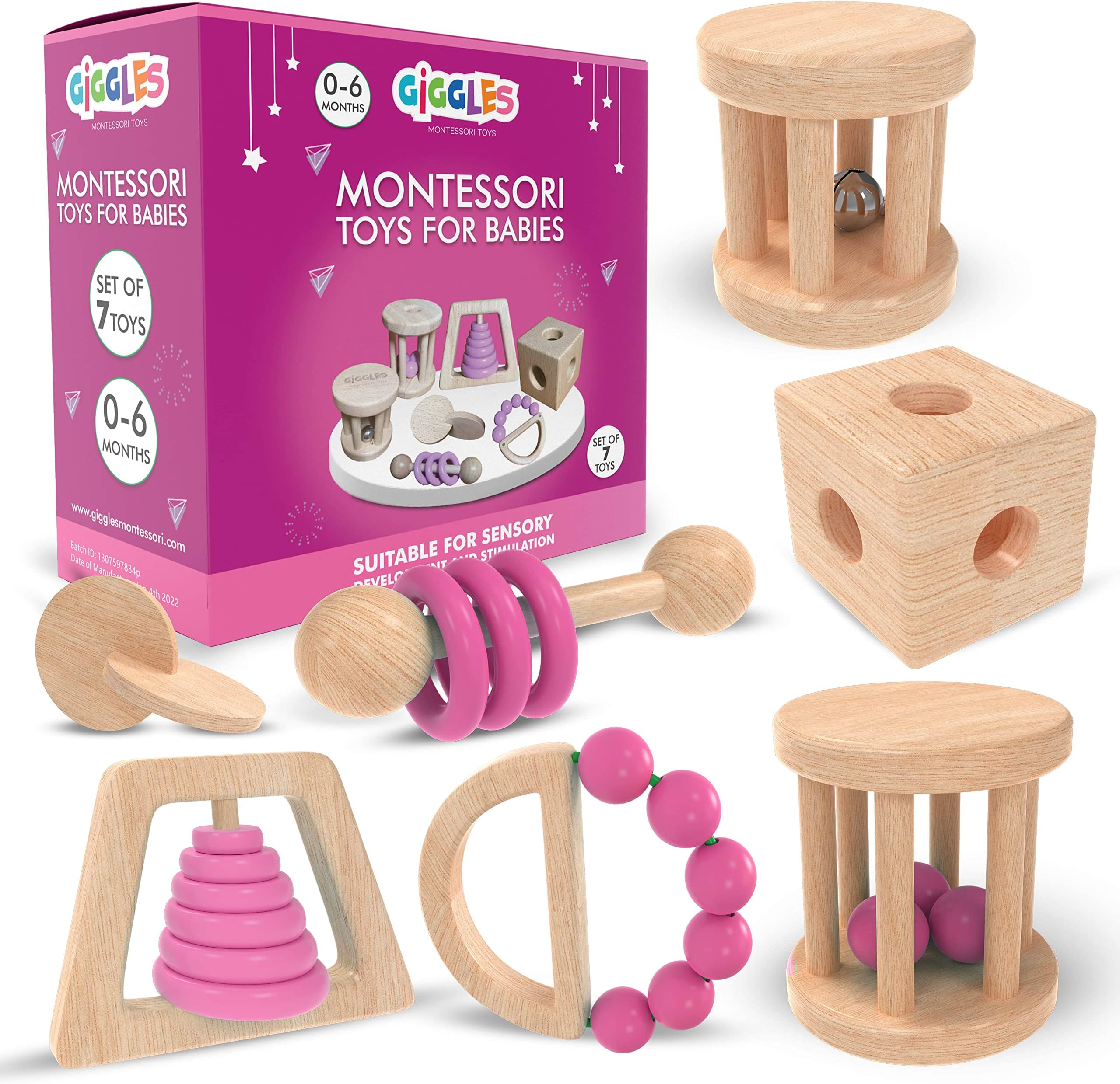 Amazon.com: Wooden Baby Rattle, Handcrafted Crochet Bunny Rattles with ...