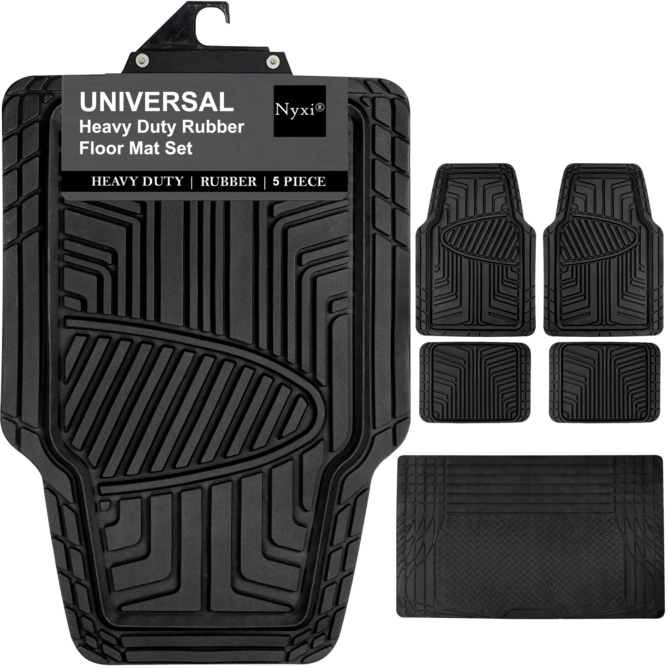 Nyxi 5 Piece Heavy Duty Rubber Car Mat Boot Mat (Front + Rear + Boot ...