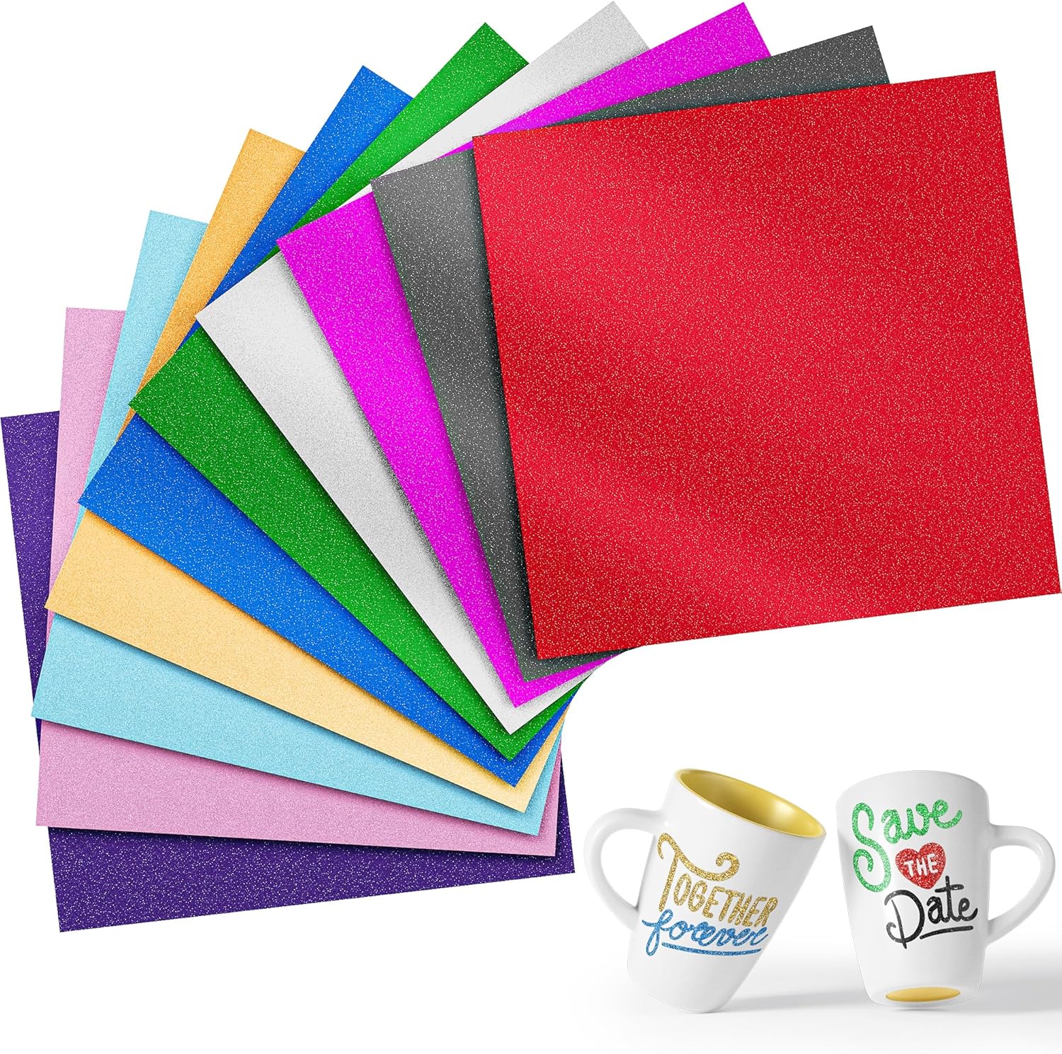 Amazon.com: LIKCUT Glitter Permanent Vinyl for Cricut, 12"x12" Shimmer ...