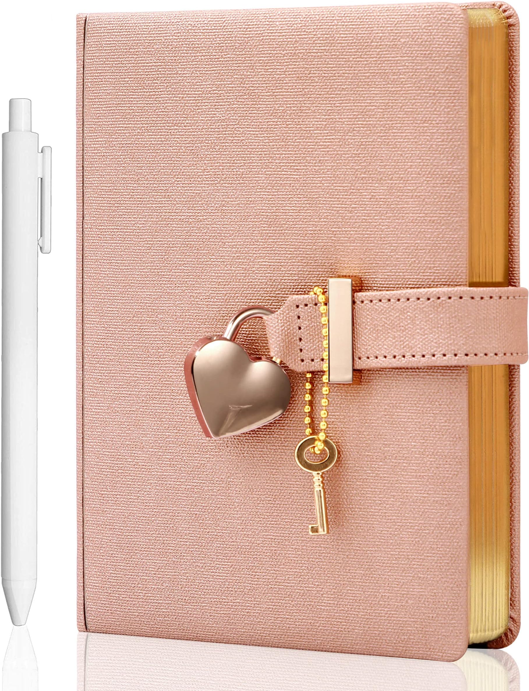 Amazon.com : CAGIE Diary with Lock for Girls Heart-Shaped Lock Journal ...