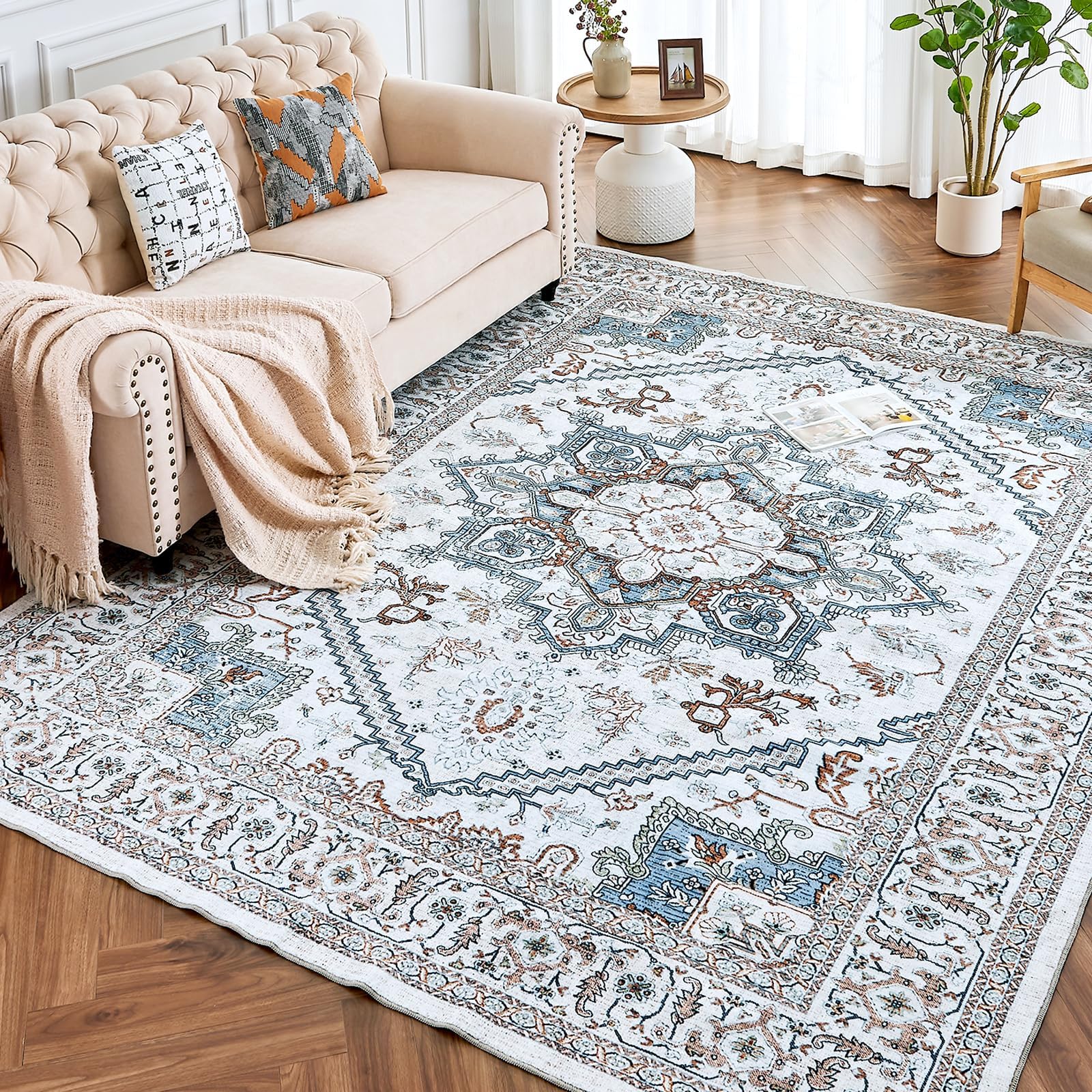 Amazon.com: ROCYJULIN 5x7 Area Rugs for Living Room, Fluffy Faux Wool ...