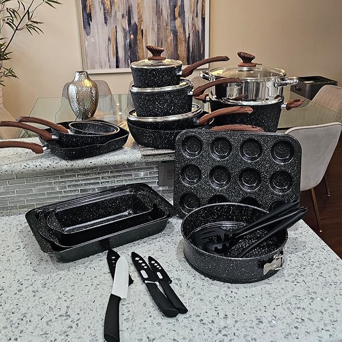 Amazon.com: MAISON ARTS 30-Piece Pots and Pans Set - Kitchen Cookware ...
