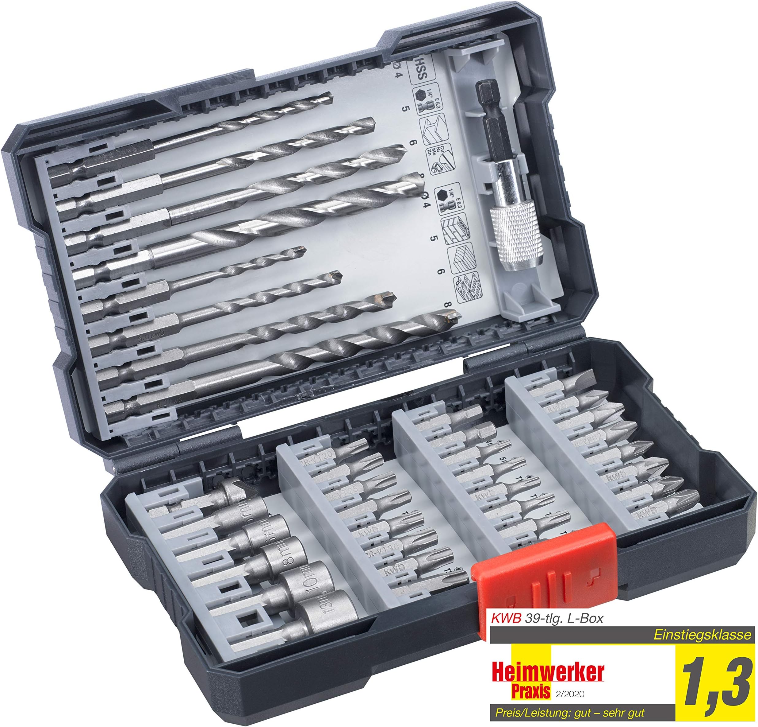 kwb 39-teilige Bohrer-Box m. Sechkant-Schaft, HSS Metallbohrer, 4 x ...