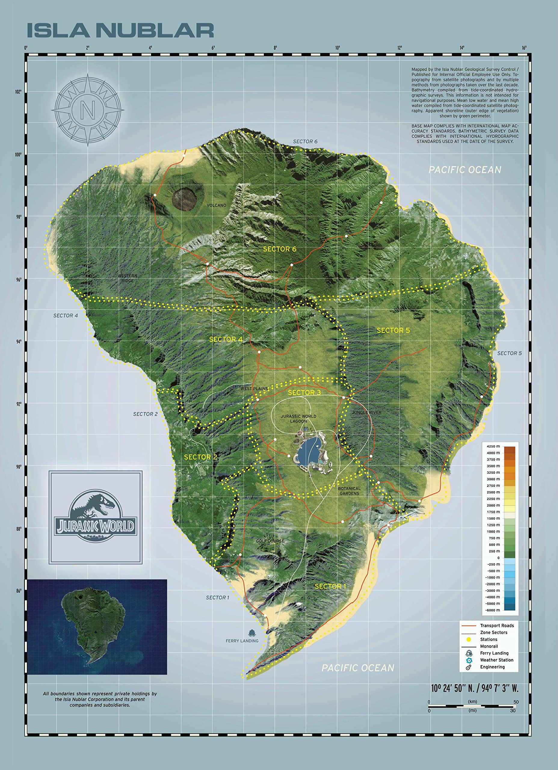 Tallenge Isla Nublar Jurassic Park Island Map Hollywood Movie Poster ...