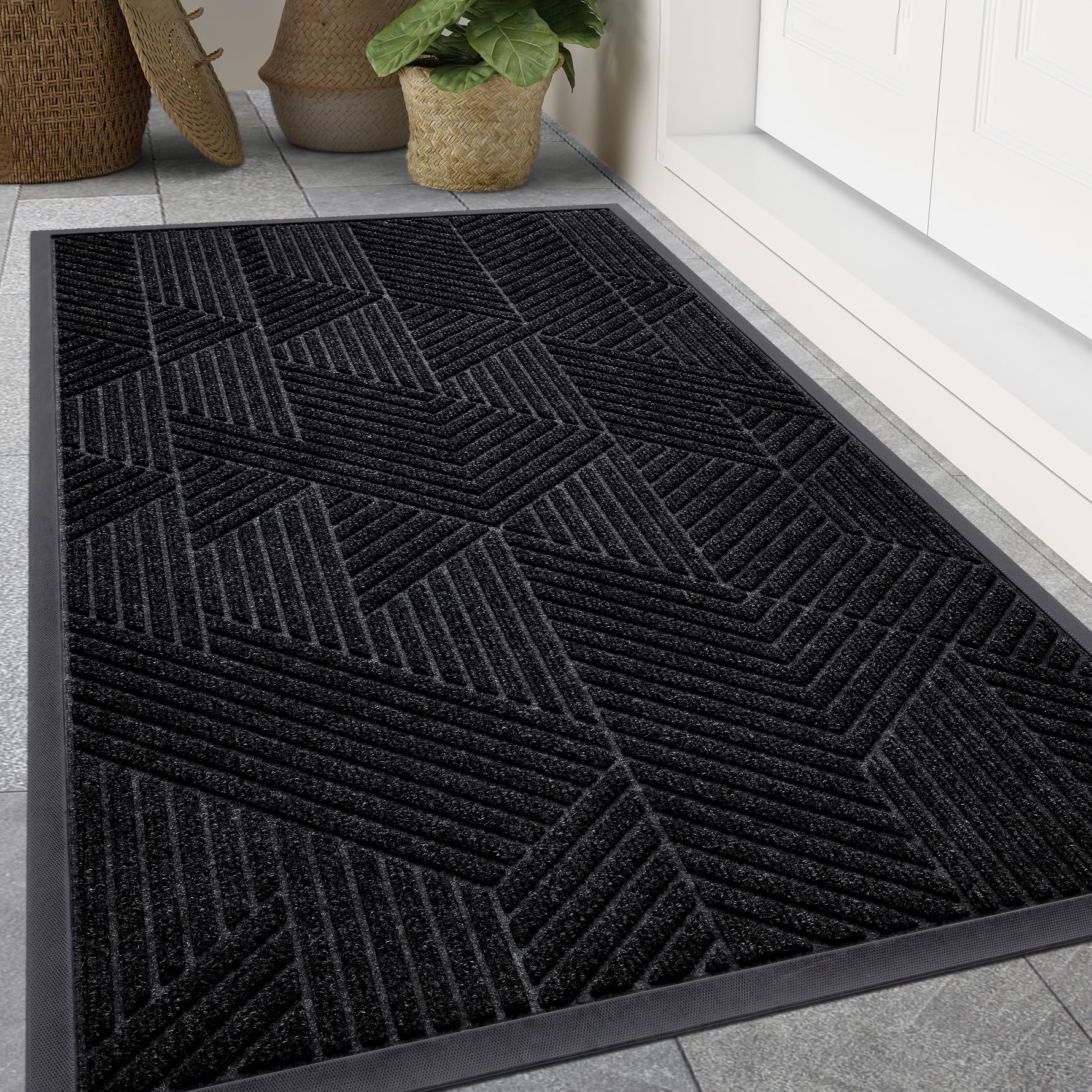 Smiry Front Door Mat Outside Entrance, Heavy Duty Sturdy Natural Rubber ...