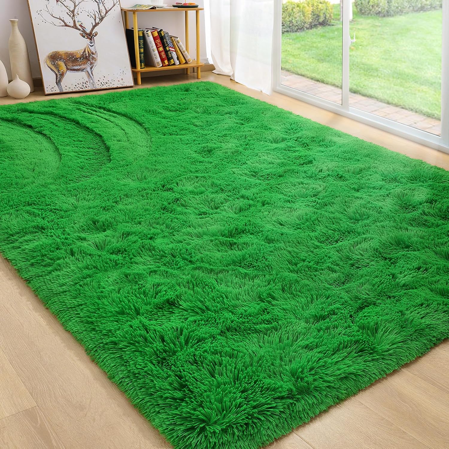 Amazon.com: BENRON Green Fluffy Rugs for Living Room Bedroom 4x6, Soft ...