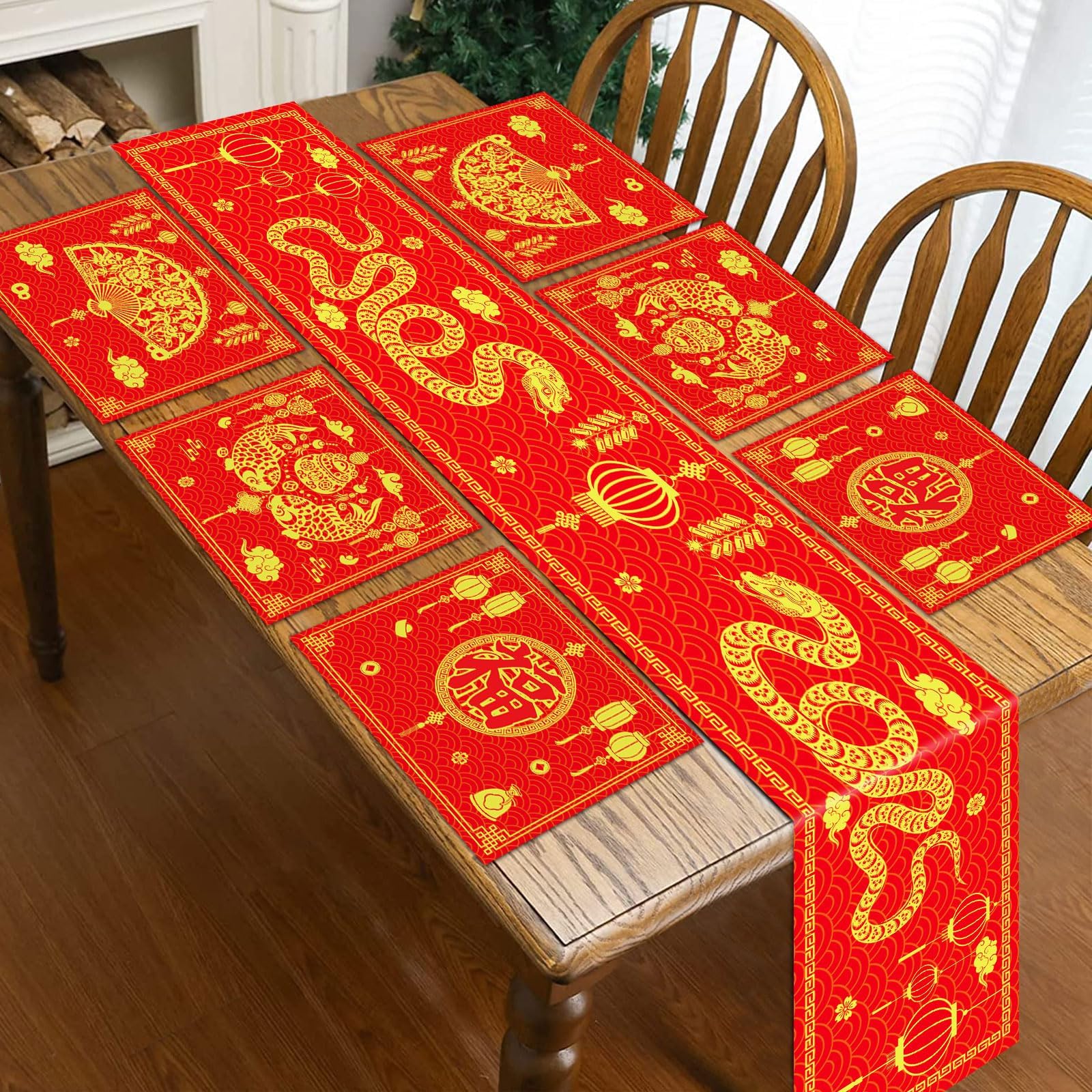 Amazon.com: Year of The Snake Table Runner, Chinese New Year ...