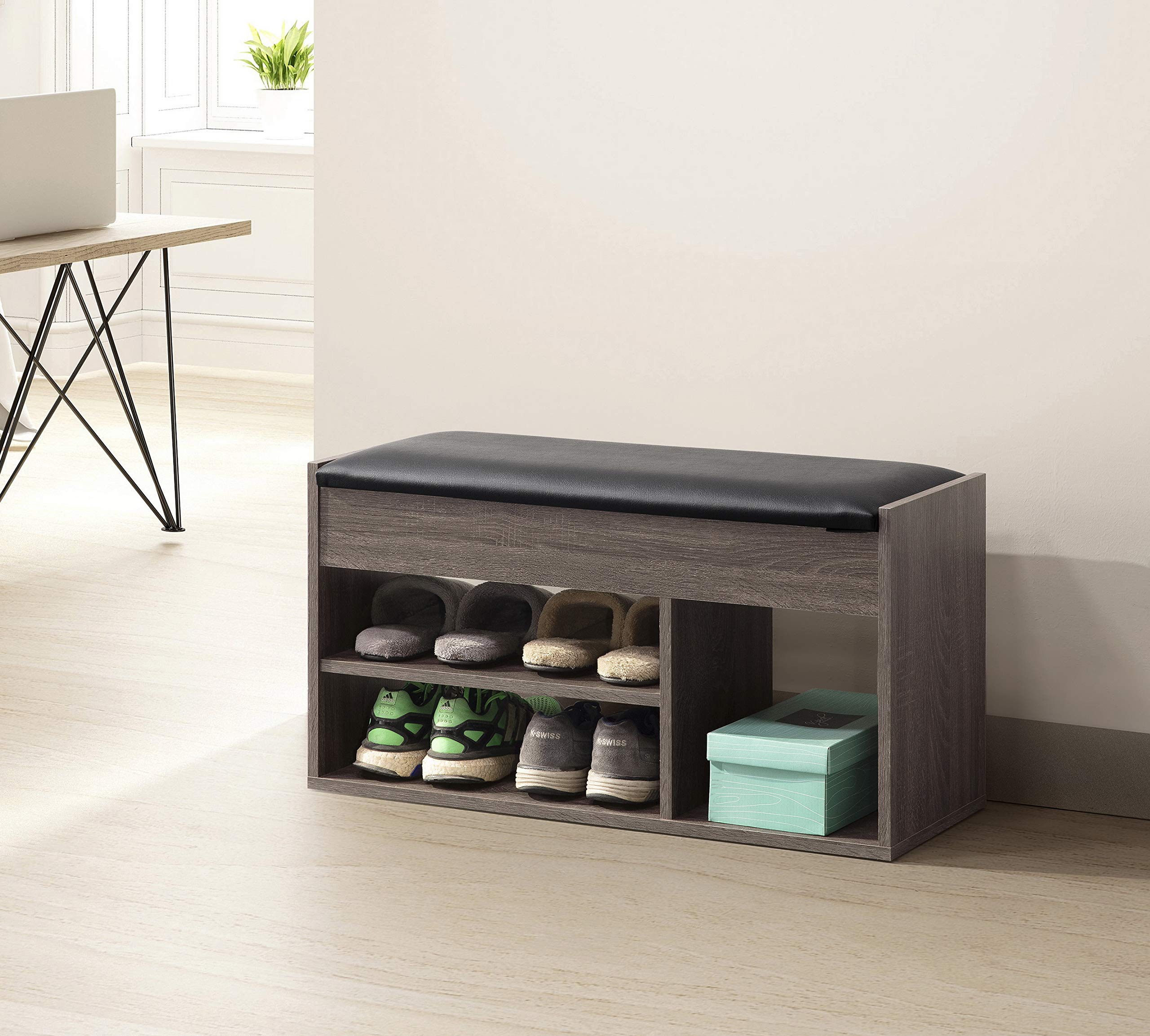 Buy RAAMZO Weathered Grey Finish 2-Tier Shoes Bench Boot Organizing ...