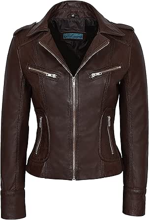 Carrie CH Hoxton Ladies's Real Leather Jacket 100% Lambskin Casual Fashion Biker Motorcycle ...