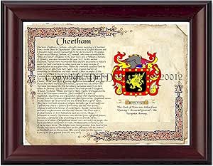 Amazon.com: Cheetham Coat of Arms/ Family Crest on Fine Paper and ...